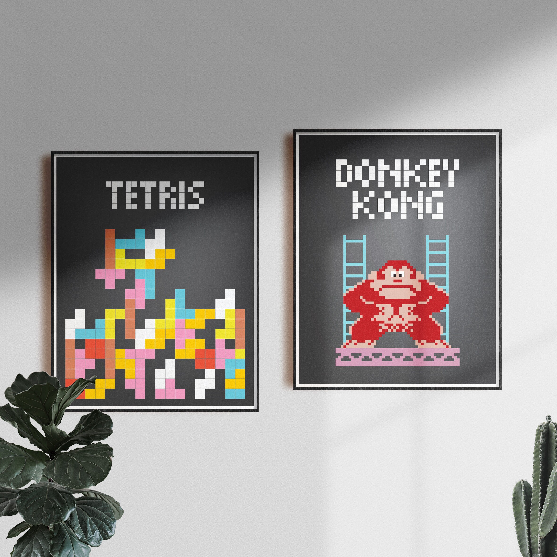 2 Retro Video Game Posters Tetris Donkey Kong Tetris Decor Donkey Kong ...