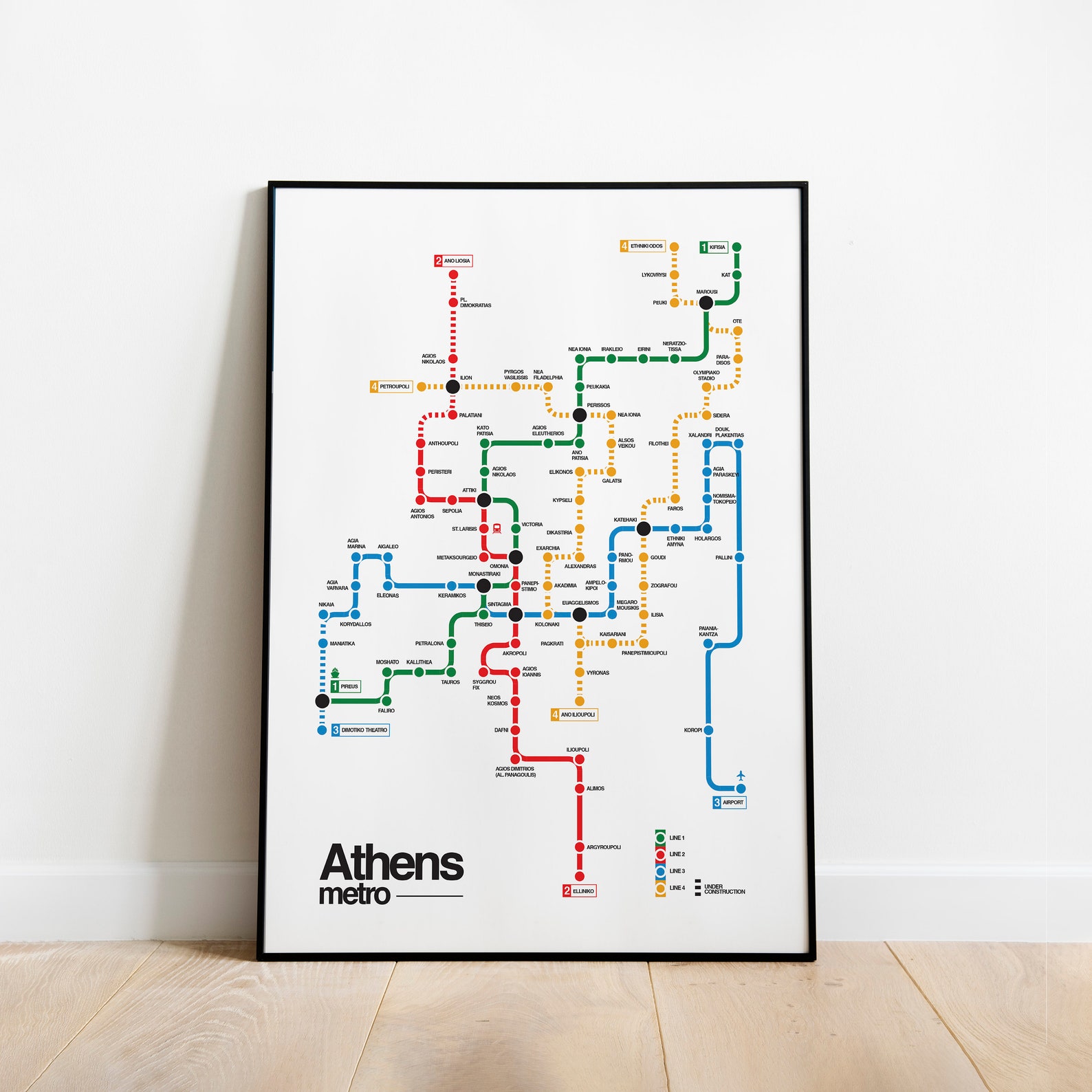 Athens Greece Metro Map Poster Subway Map Decor Metro Map - Etsy