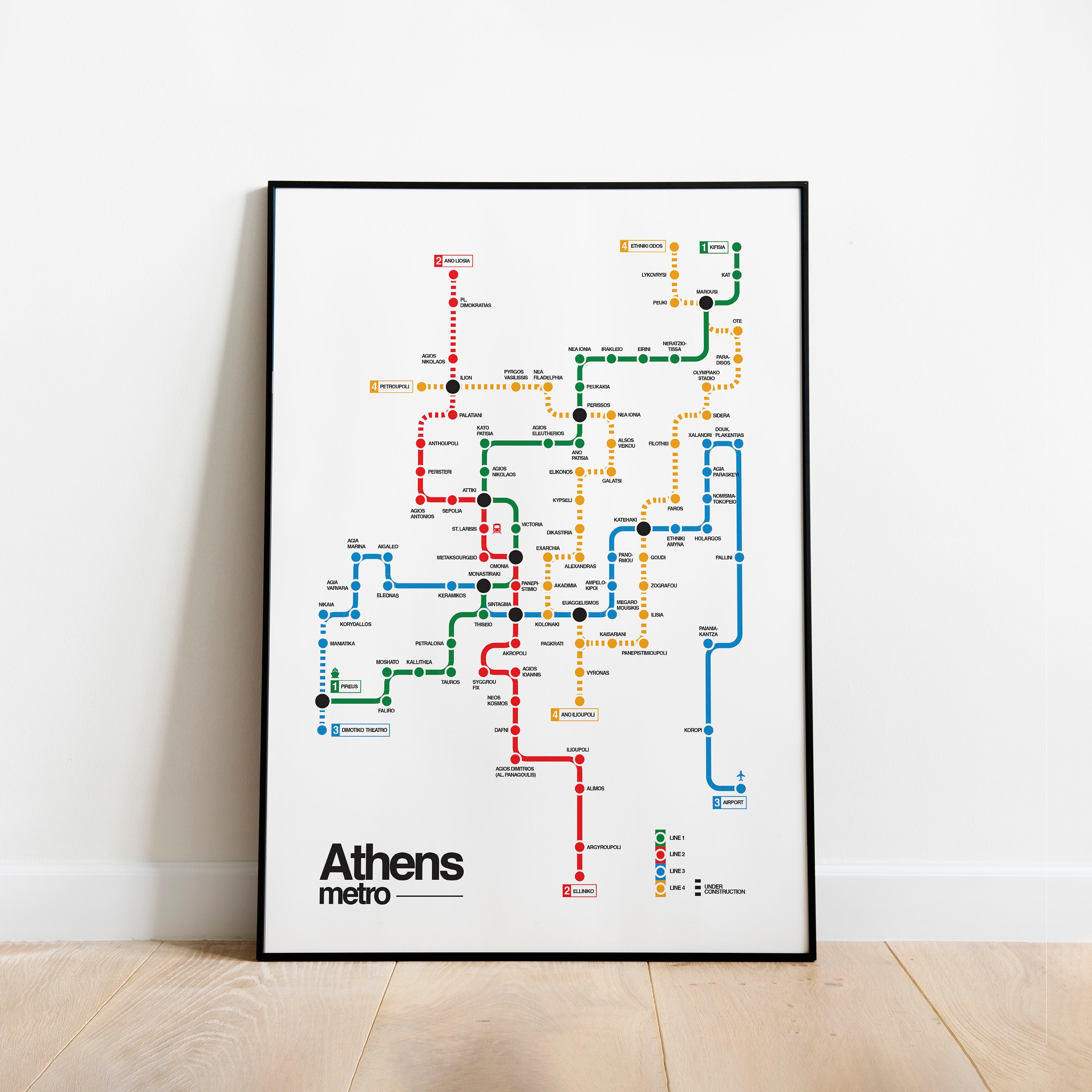Athens Greece Metro Map Poster Subway Map Decor Metro Map 2021 Wih New ...