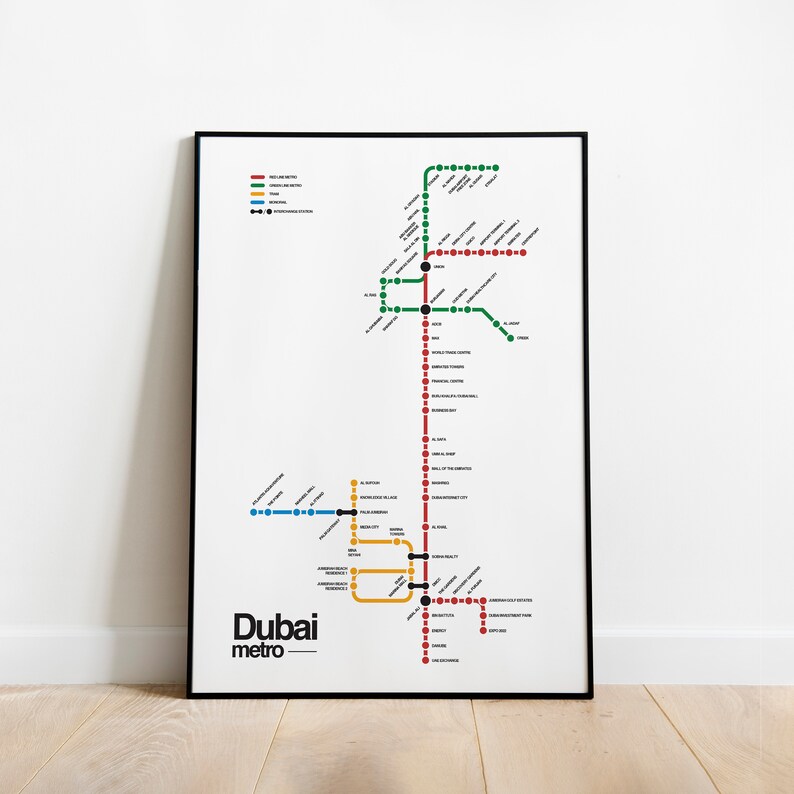 Dubai United Arab Emirates Metro Map Poster Subway Map Decor - Etsy
