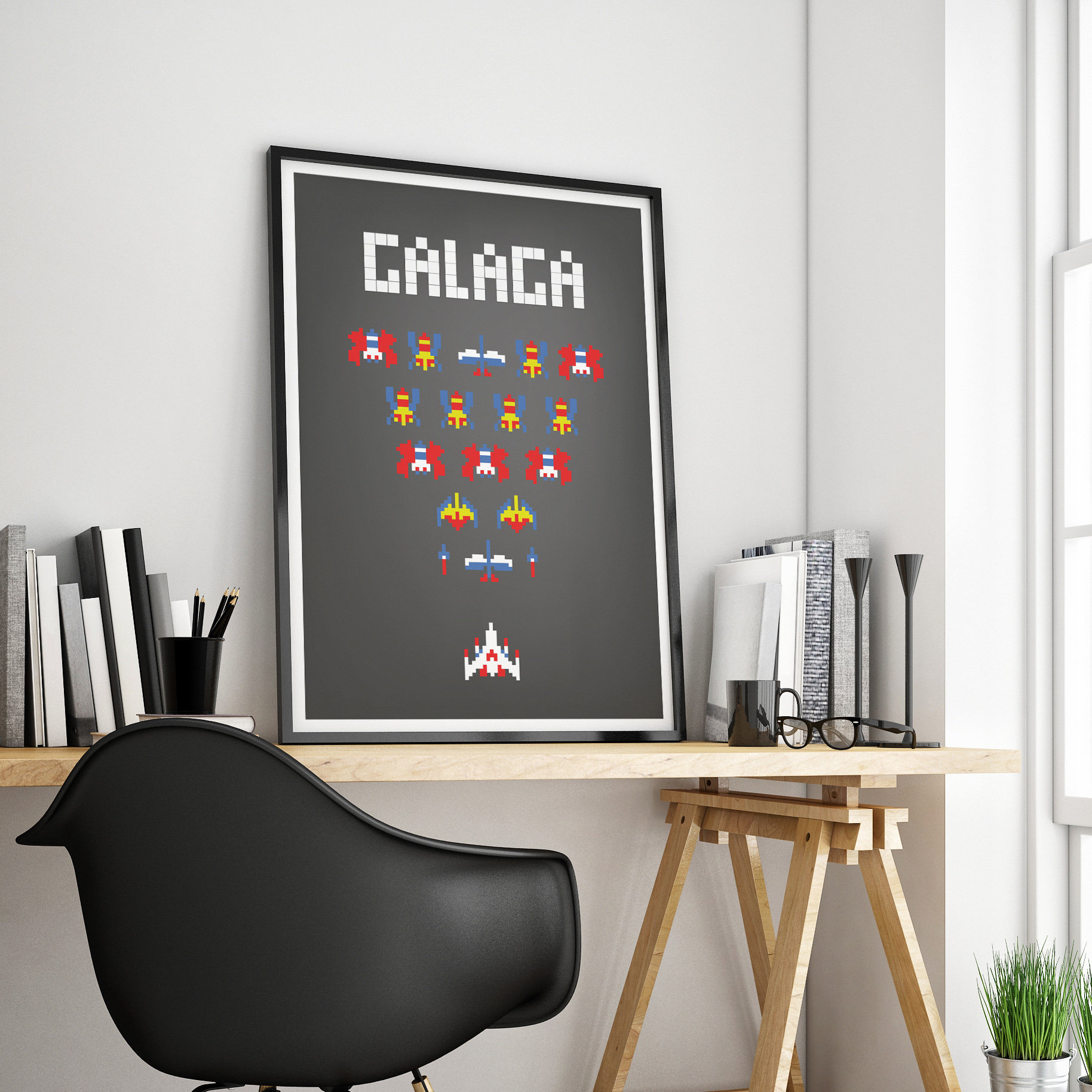Galaga Retro Game Poster Galaga Retro Art Print Galaga Arcade Gamer ...
