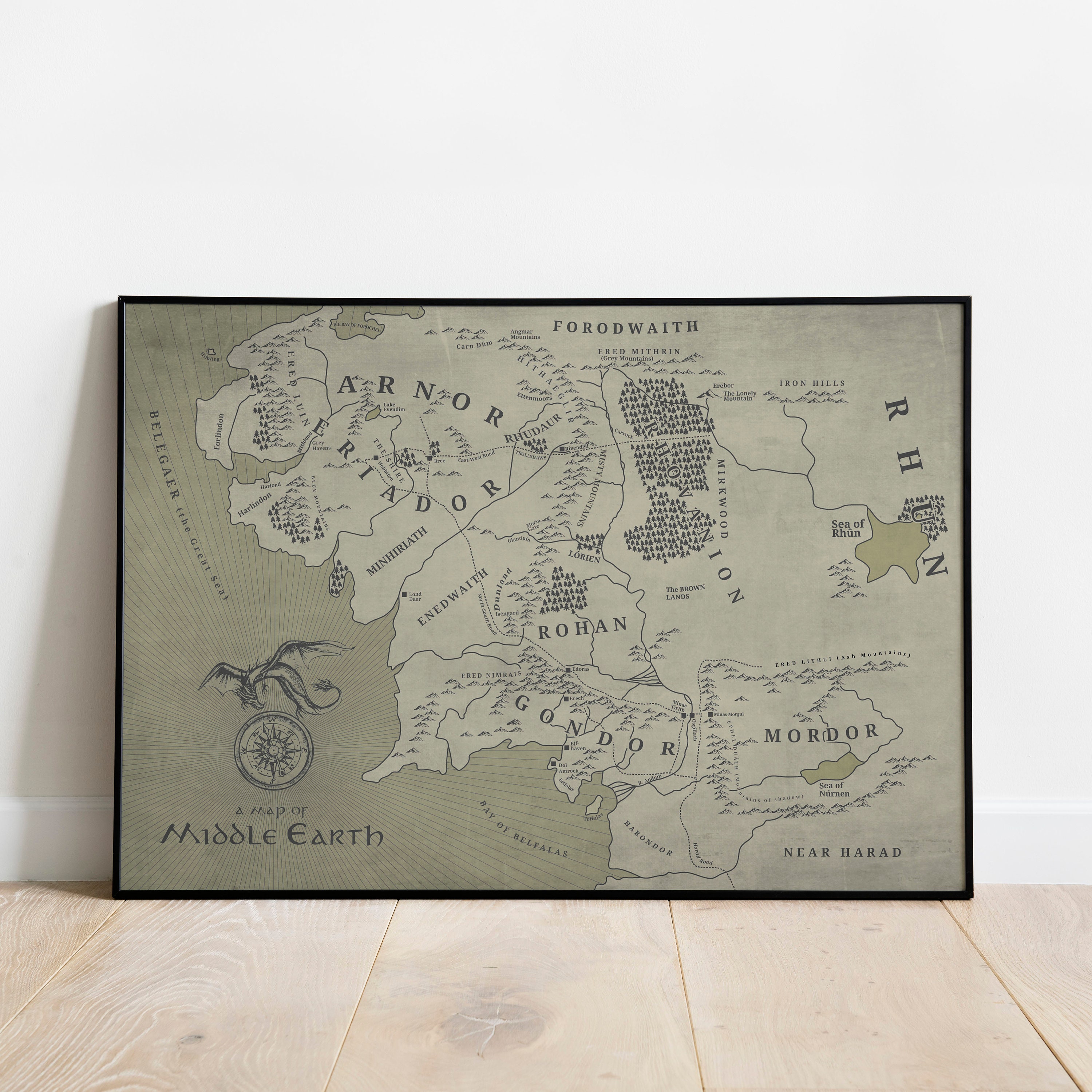 Tolkien Middle Earth Map Green Middle Earth Second Age Map Lord of the ...