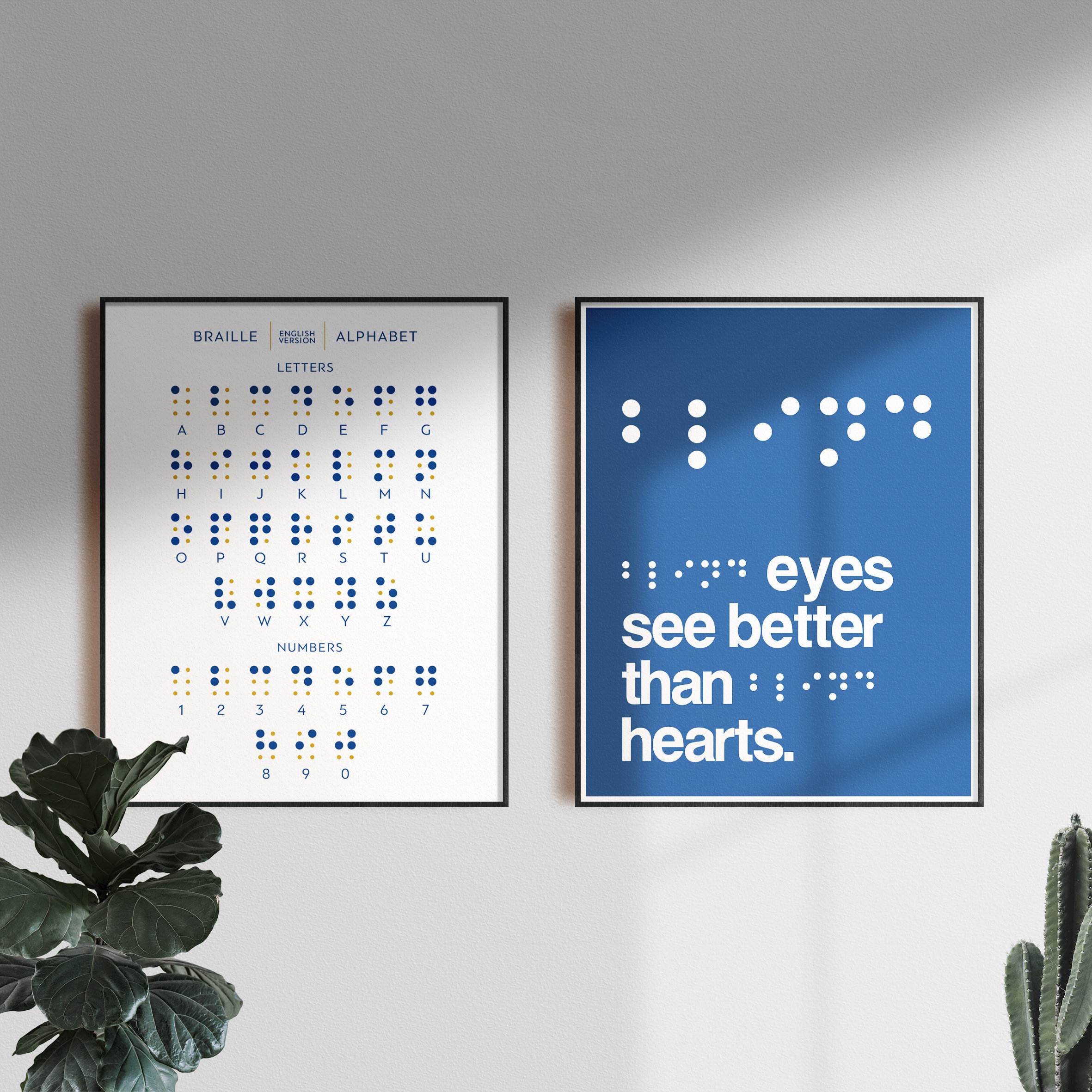 Set of 2 Braille Poster Braille Alphabet Poster & Quote Blind Eyes See ...