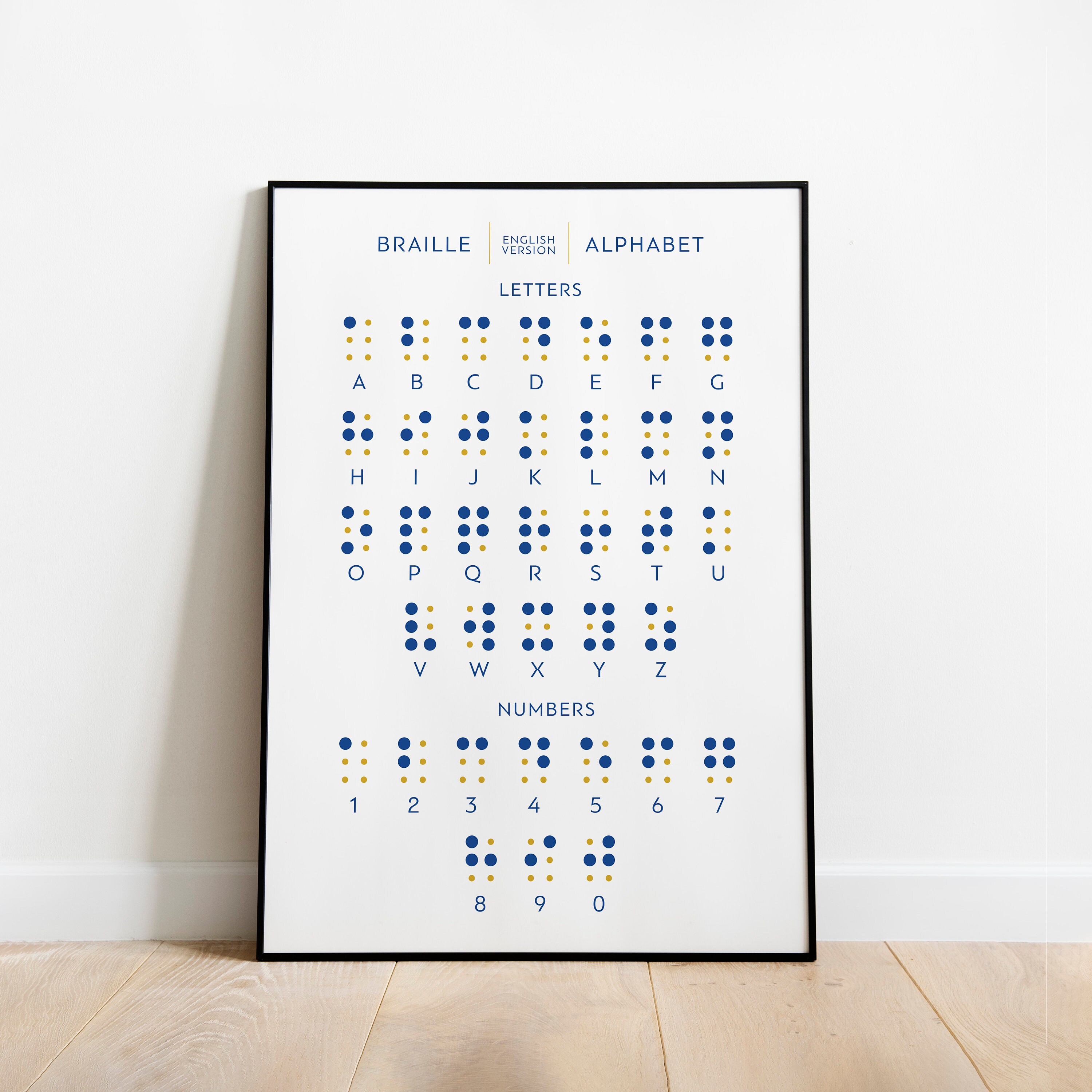 Braille Alphabet White Poster Braille Letters and Numbers | Etsy