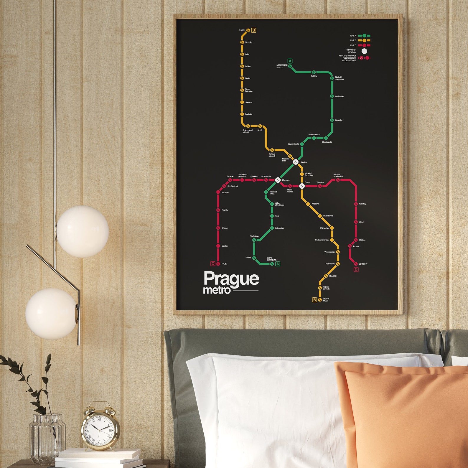 Prague Czech Republic Metro Map Poster Subway Czech Republic Map Decor ...