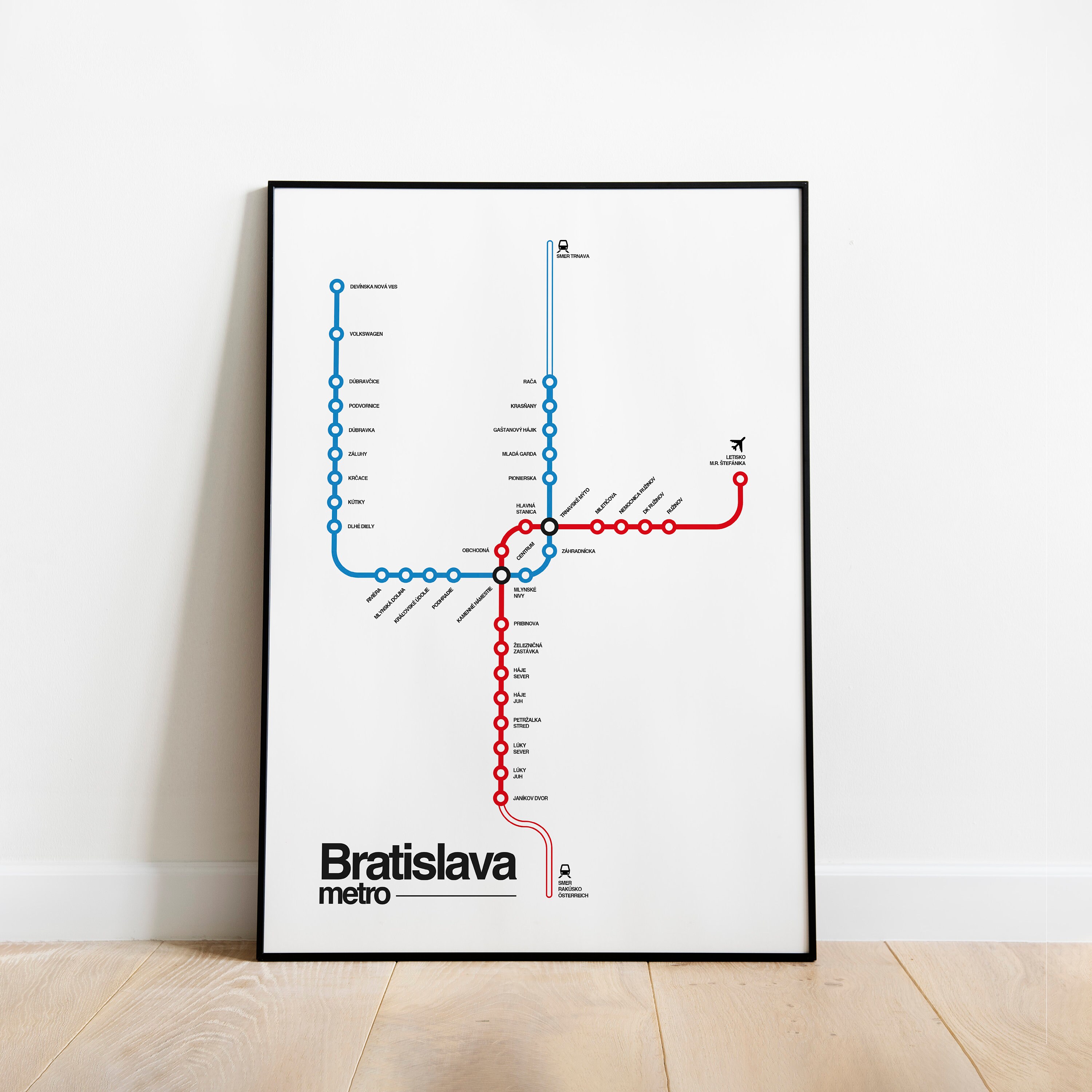 Bratislava Slovakia Metro Map Poster Subway Slovakia Map Decor Metro ...
