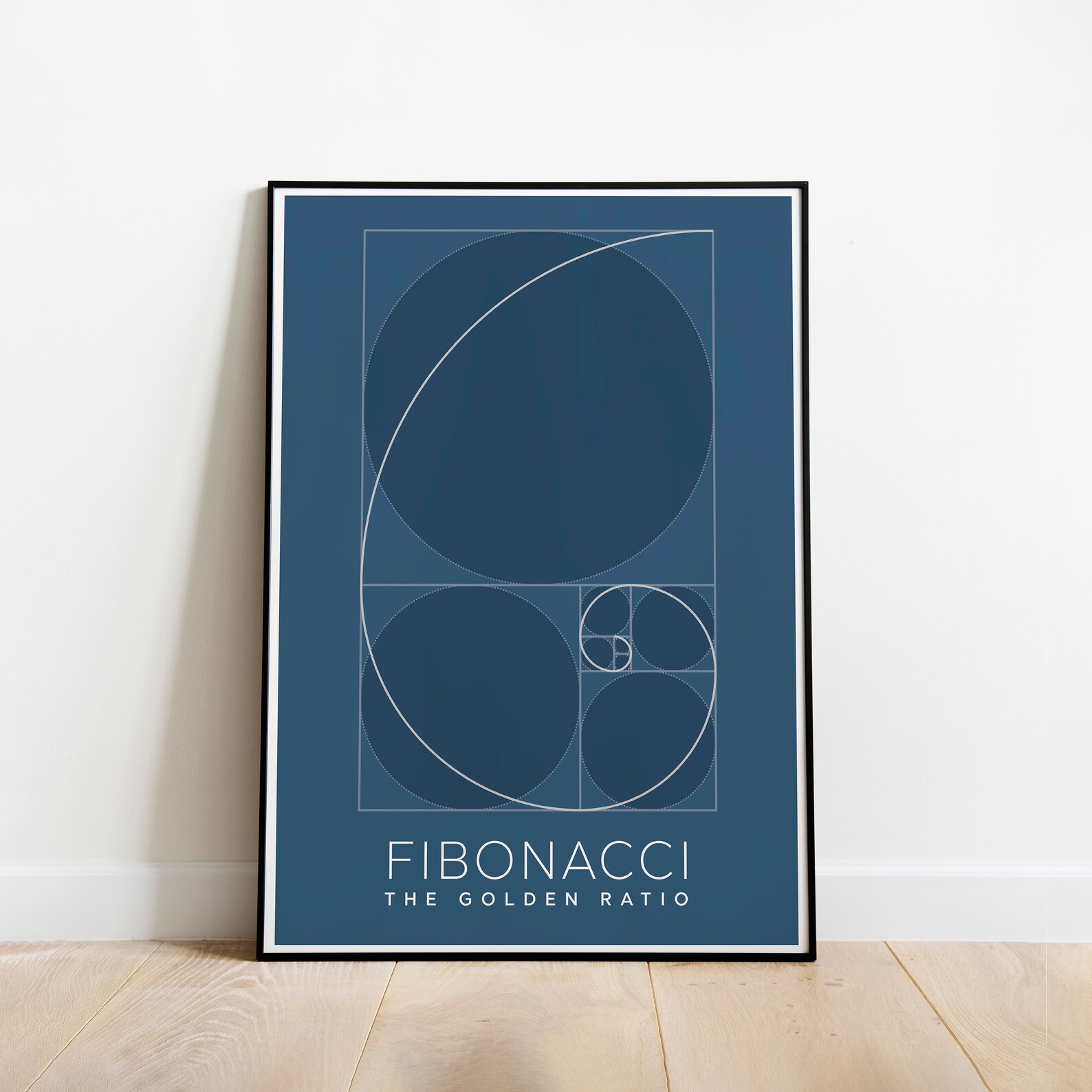 Fibonacci Golden Ratio Poster Fibonacci Spiral Wall Art Fibonacci Golden Ratio Geometry Blue ...