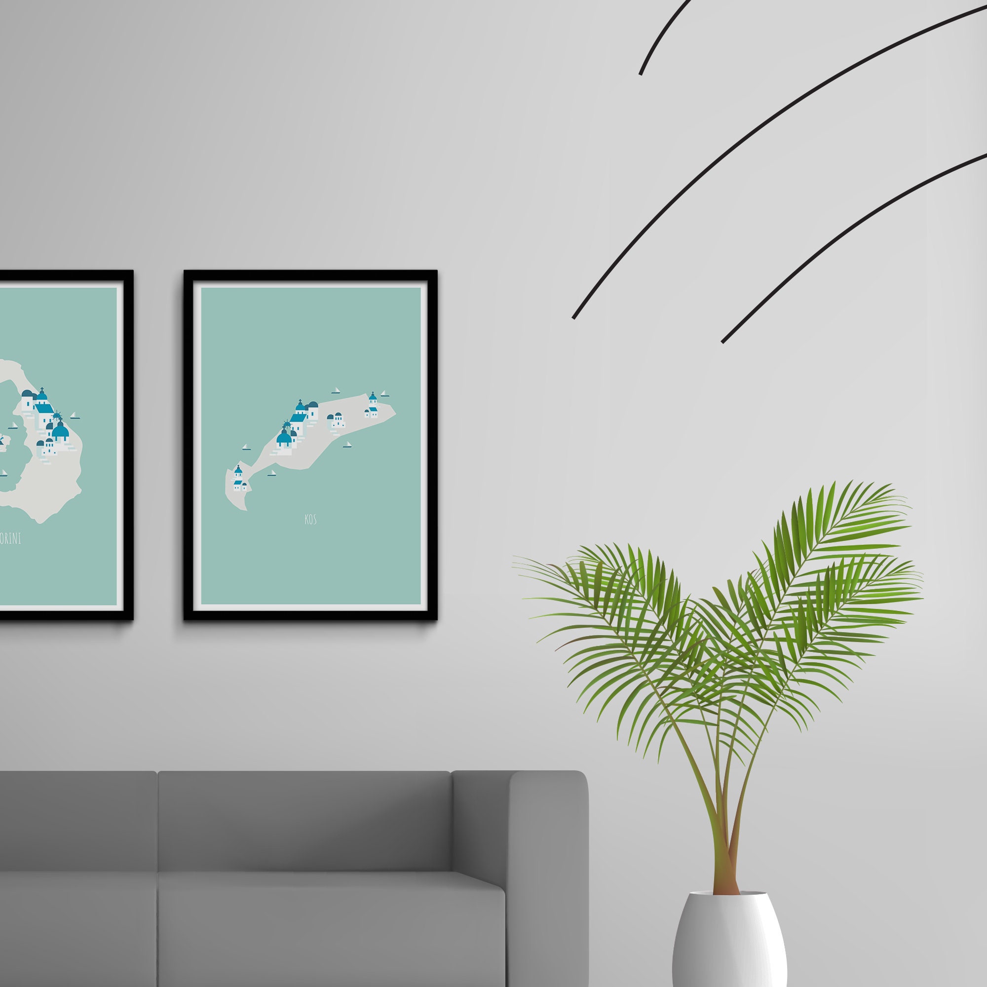 Greek Map of Kos Poster Cos Greece Postcard Prints - Etsy