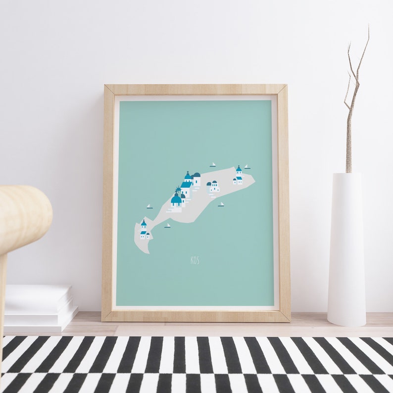 Greek Map of Kos Poster Cos Greece Postcard Prints - Etsy Australia