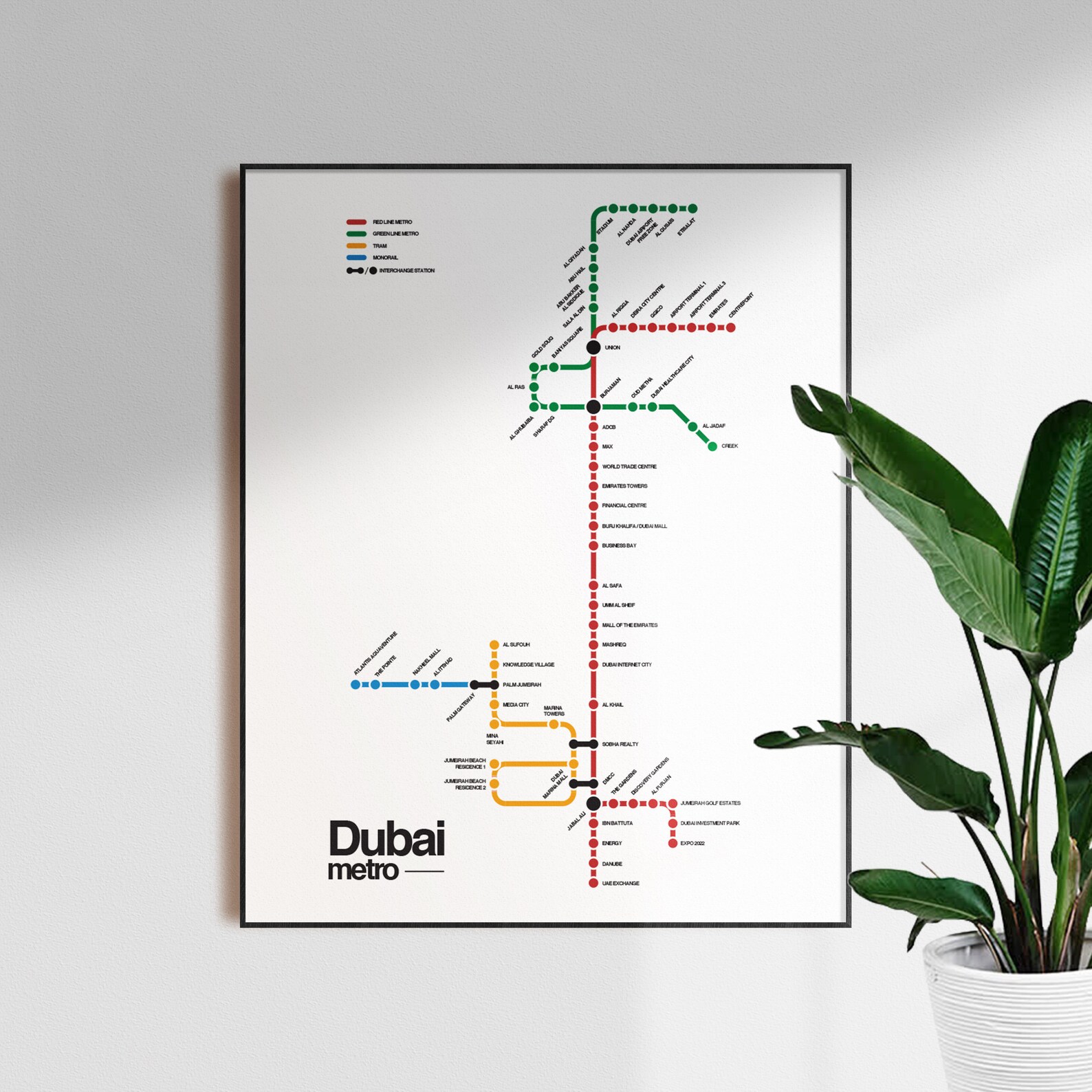 Dubai United Arab Emirates Metro Map Poster Subway Map Decor - Etsy