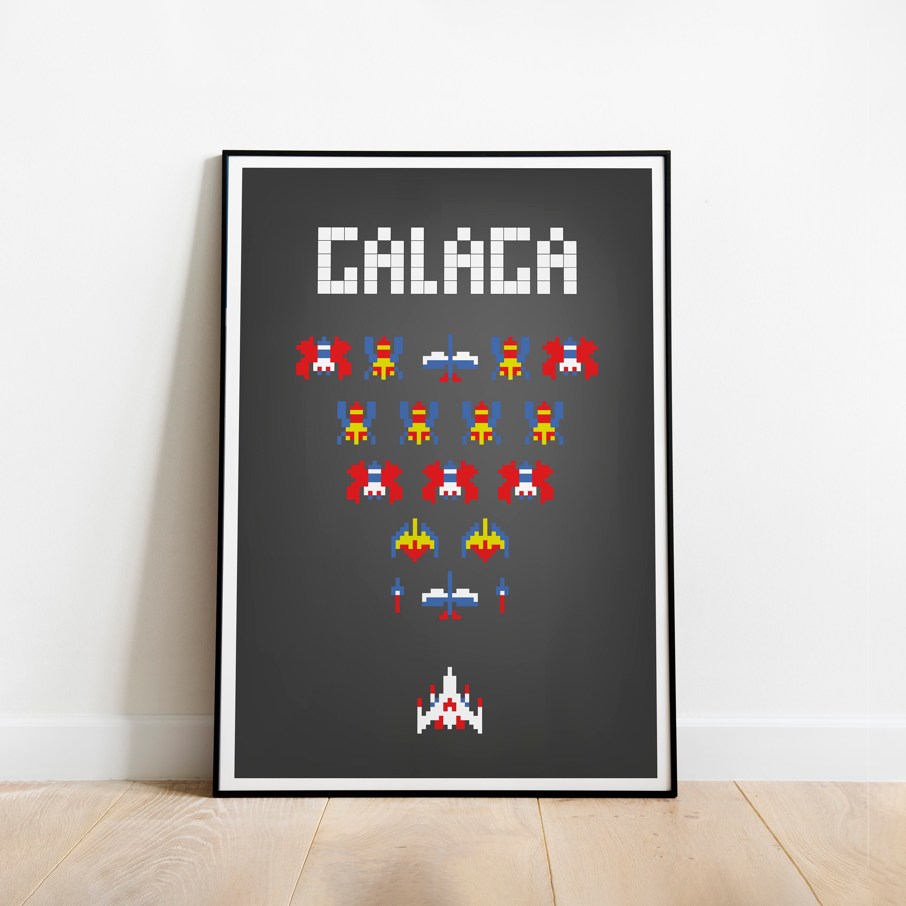 Galaga Retro Game Poster Galaga Retro Art Print Galaga Arcade Gamer Galaga Classic Poster Galaga ...