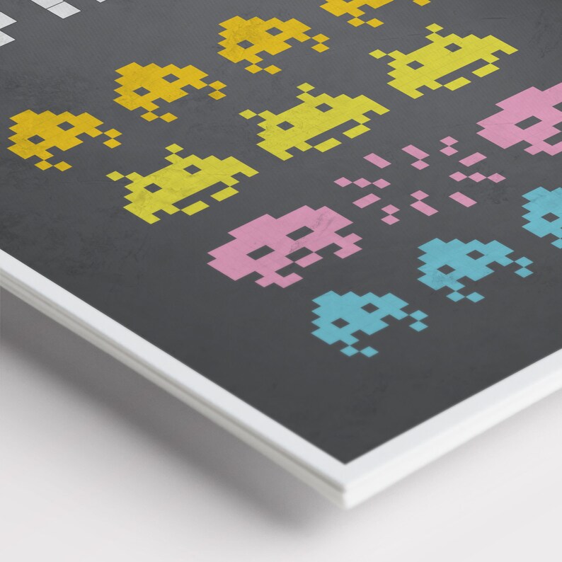 2 Retro Video Game Posters Pac-man Space Invaders Pacman - Etsy