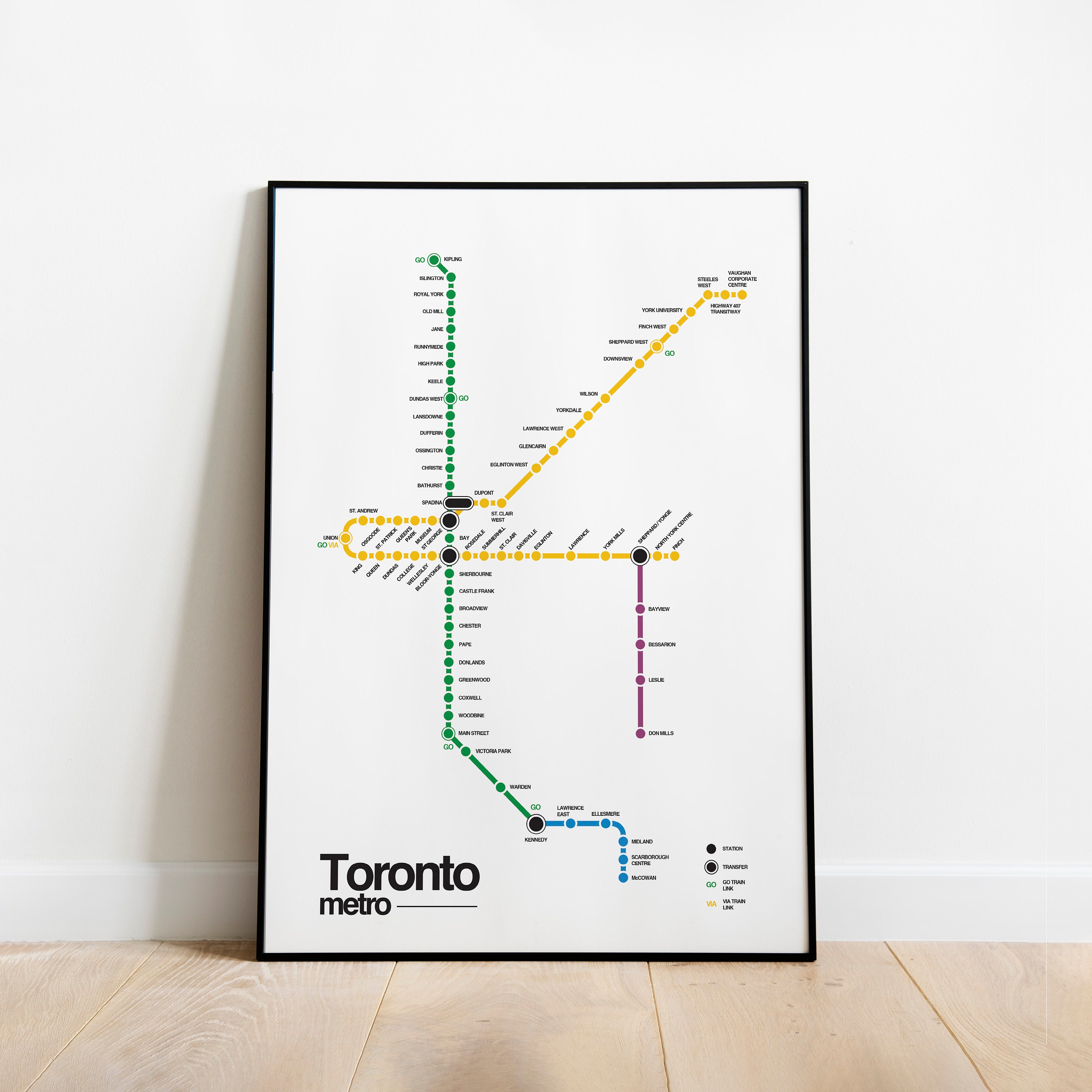 Cartel del mapa del metro de Toronto Canadá / Decoración del mapa del ...