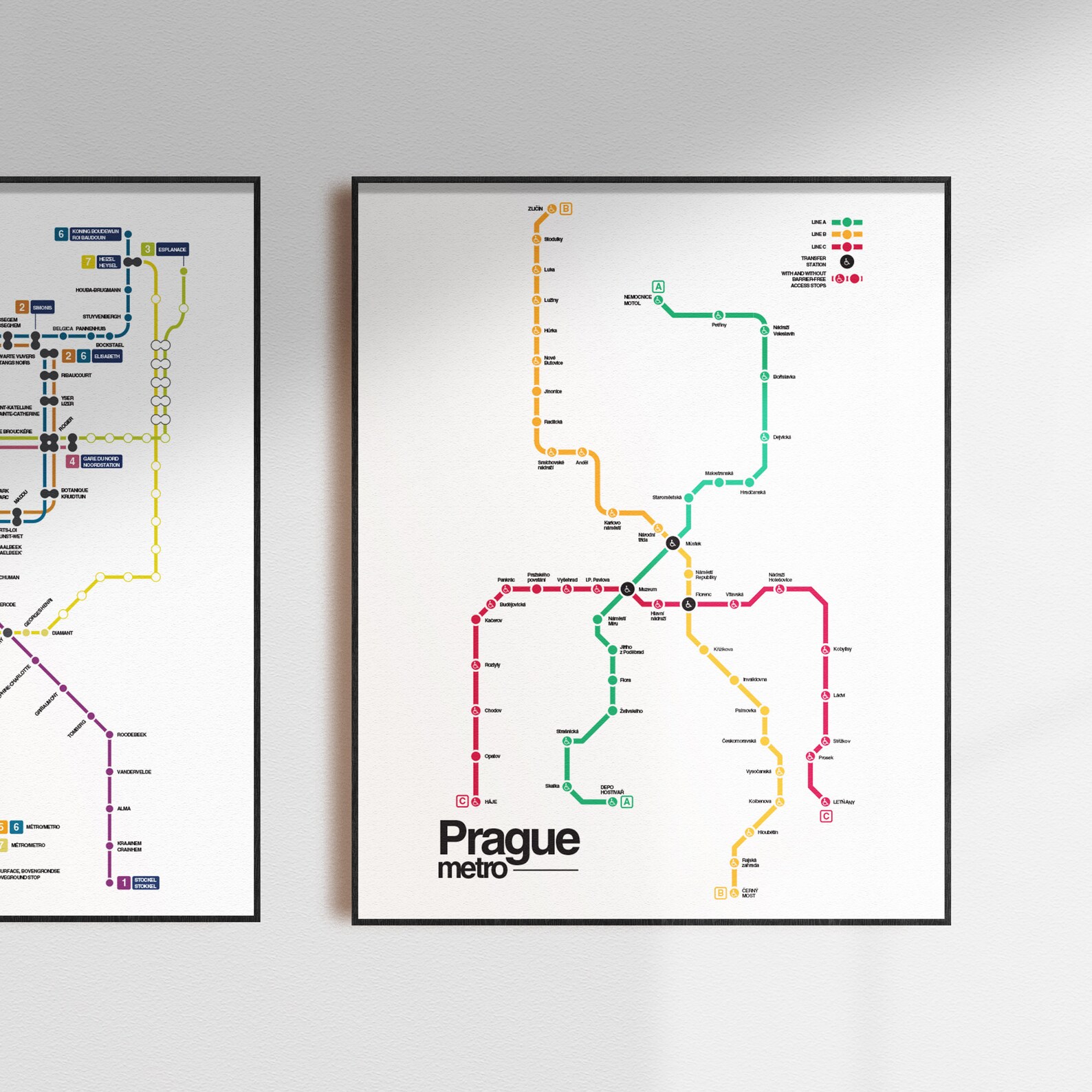 Prague Czech Republic Metro Map Poster Subway Czech Republic Map Decor ...