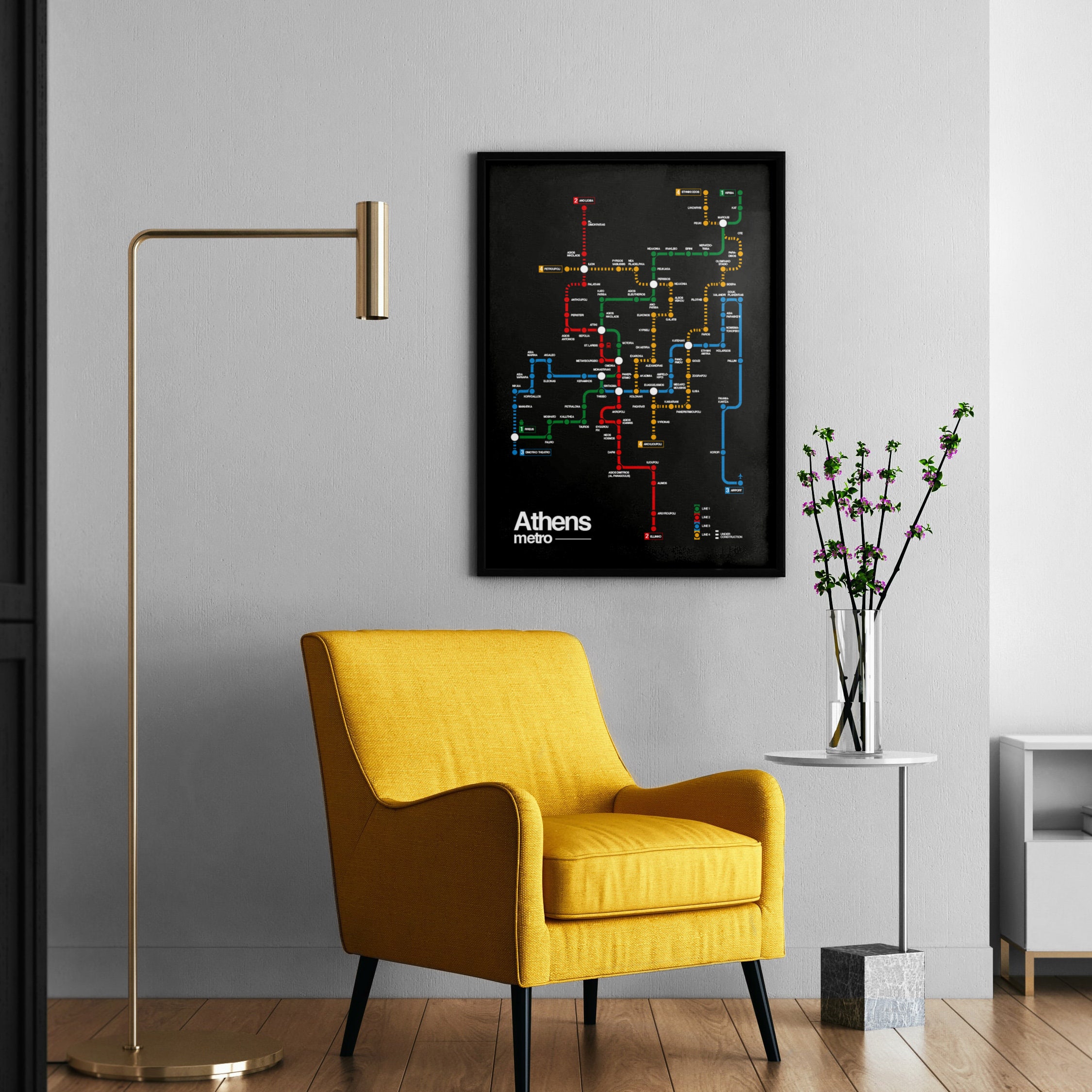 Athens Greece Metro Map Poster Subway Map Decor Metro Map 2021 Wih New ...