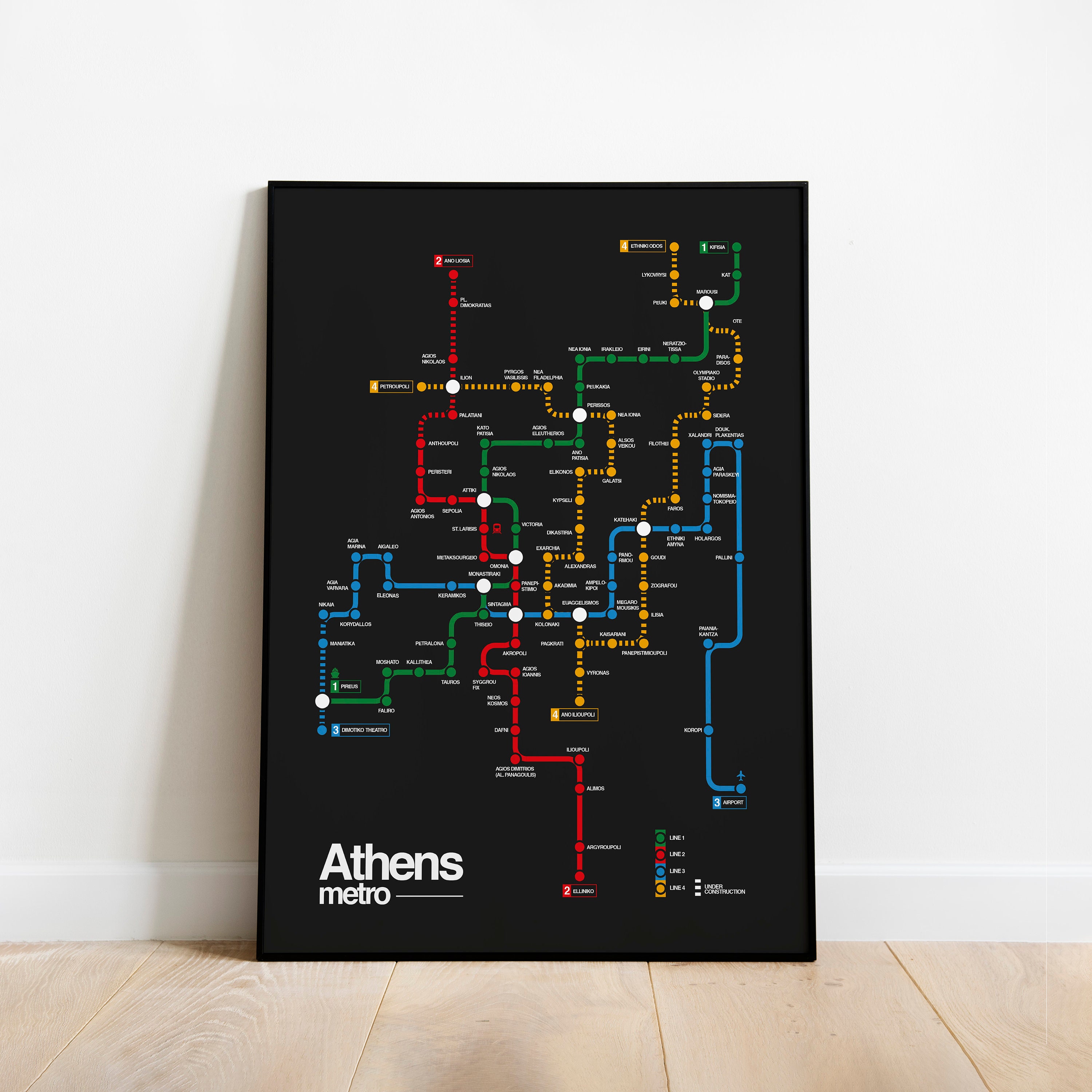 Athens Greece Metro Map Poster Subway Map Decor Metro Map 2021 Wih New ...