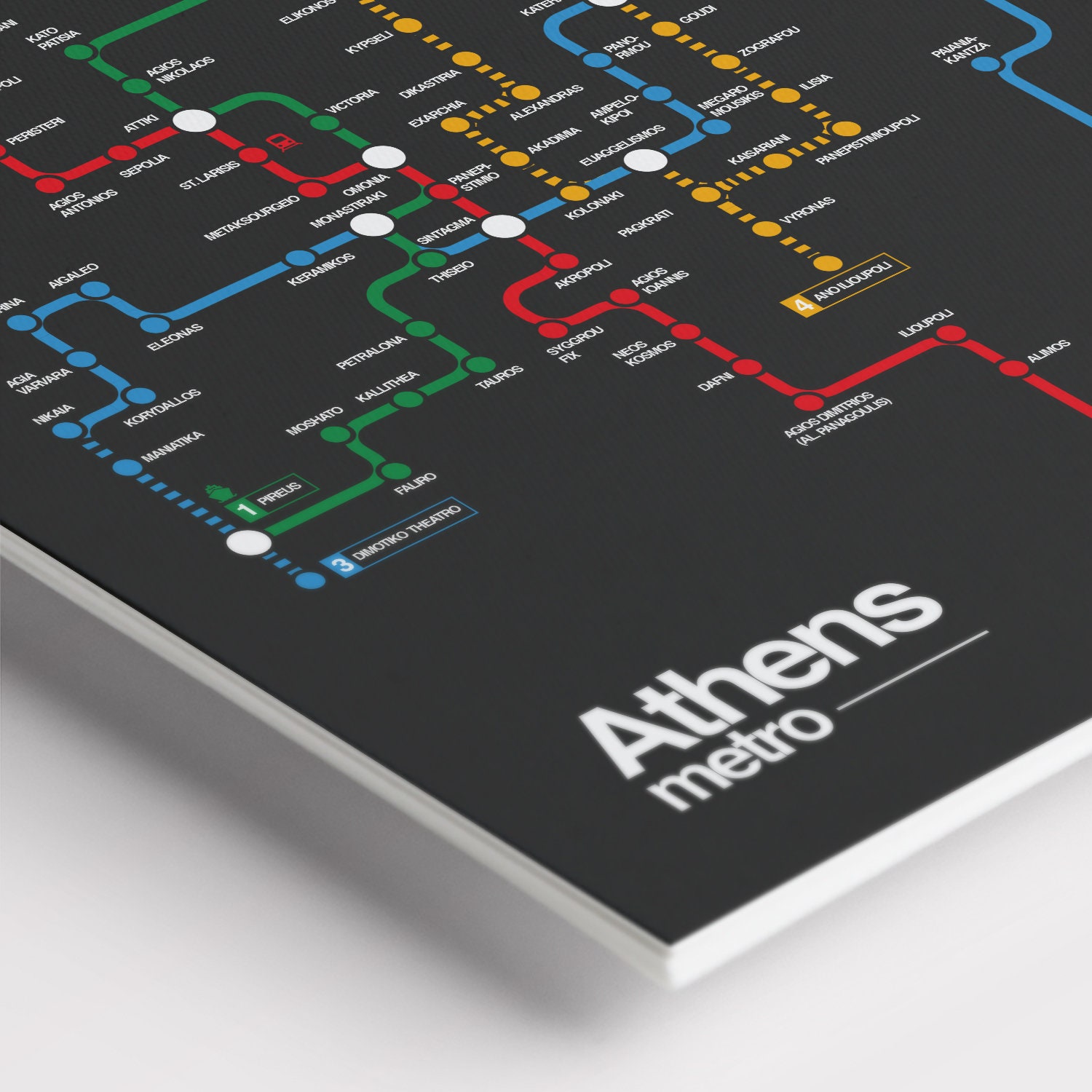 Athens Greece Metro Map Poster Subway Map Decor Metro Map 2021 Wih New ...