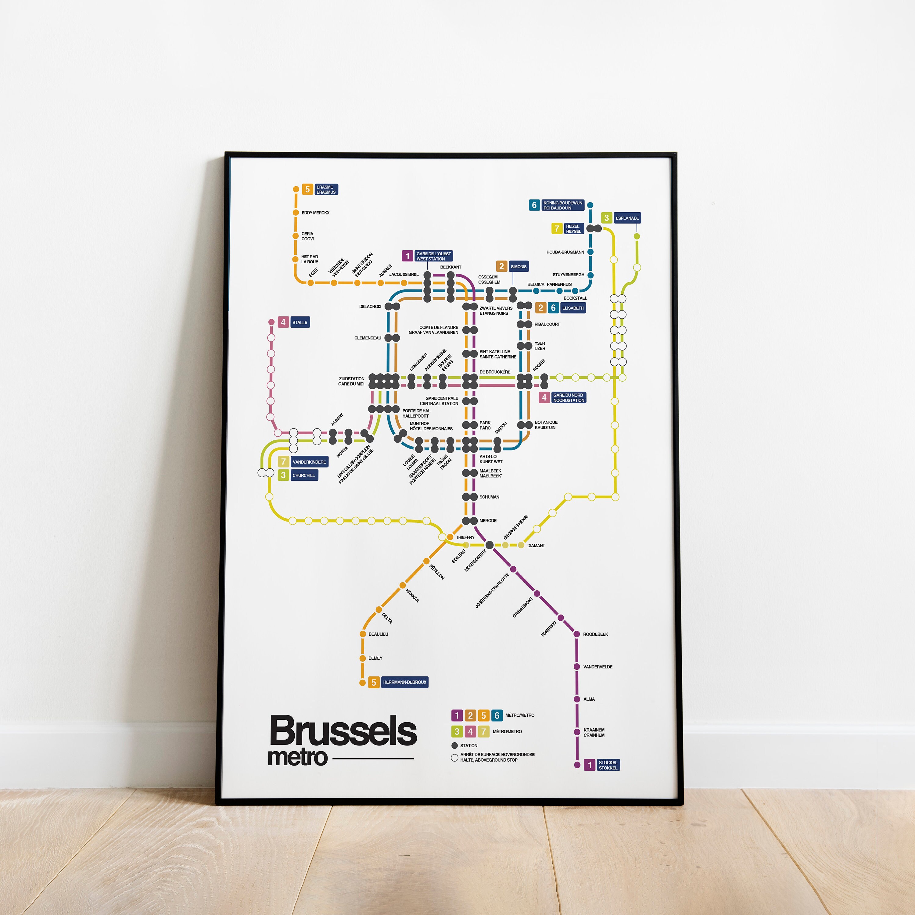 Brussels Belgium Metro Map Poster Subway Map Decor Metro - Etsy UK