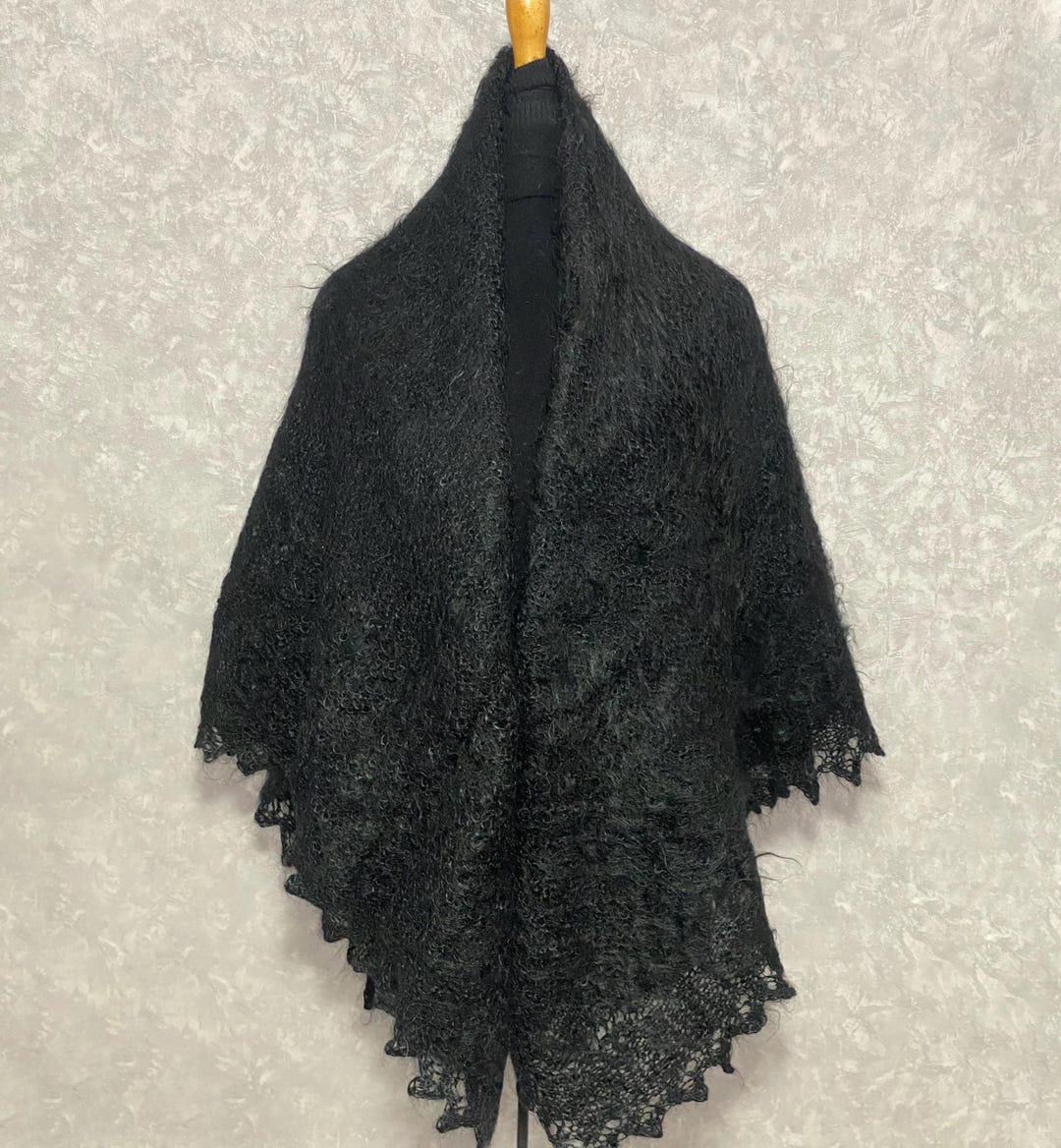 Orenburg Black Goat Down Hand Knitted Lace Shawl, 55 X 55 Inch / 140 X ...