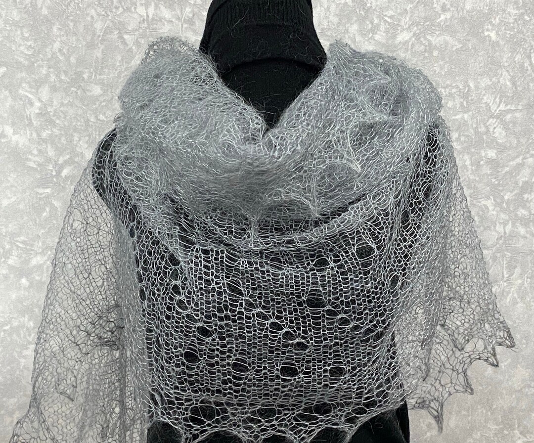 Orenburg Grey Gossamer Goat Down Shawl, 135 X 135 Cm / 53.2 X 53.2 Inch ...