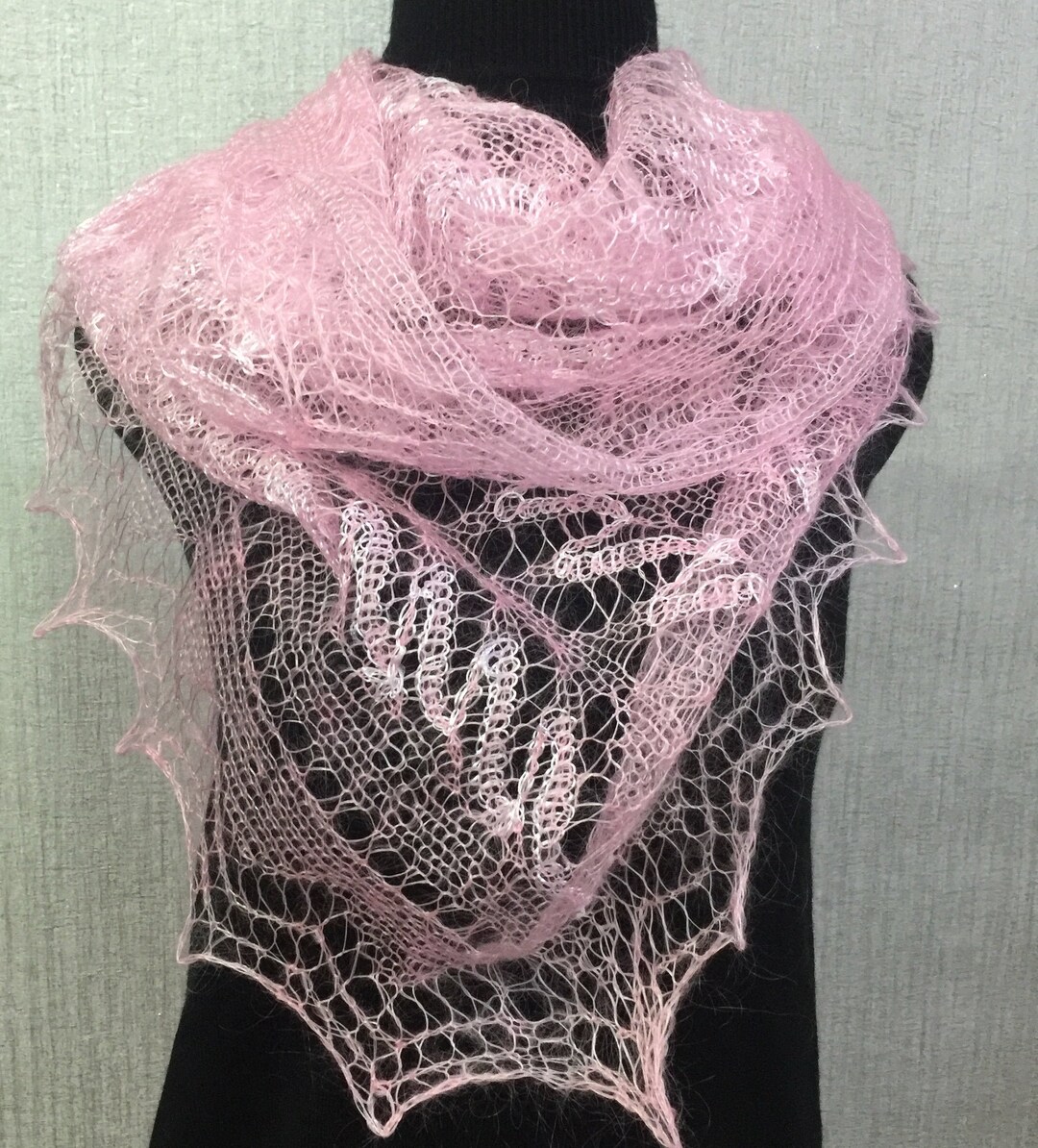 Orenburg Hand Crochet Gossamer Scarf Shawl in Blush Pink - Etsy