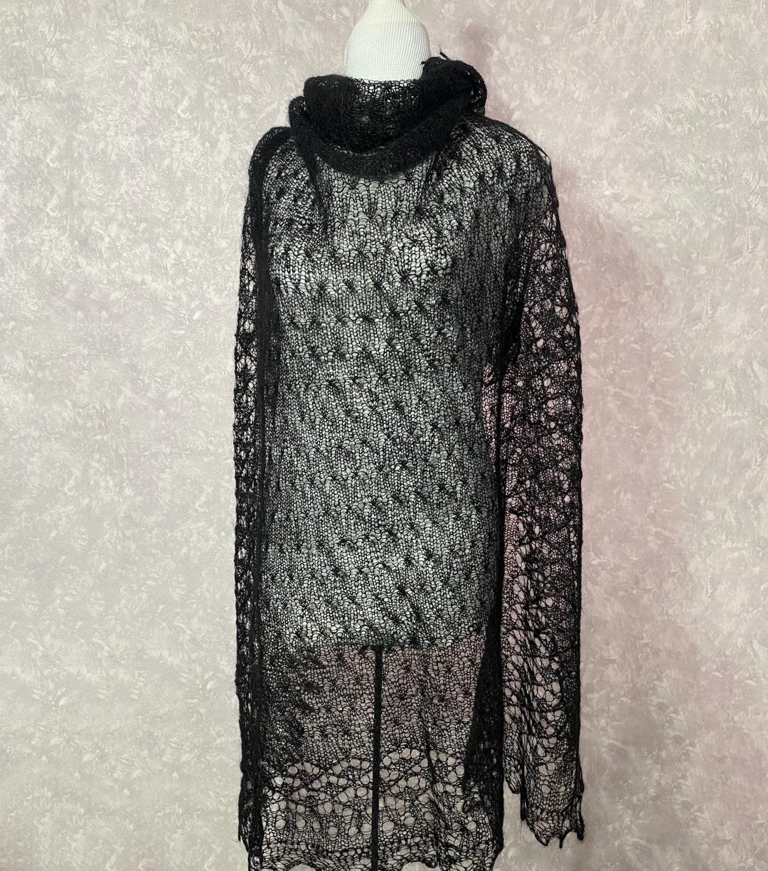 Orenburg Black Goat Down Lace Shawl - Slavic Heirloom Gossamer, 53 X 53 ...