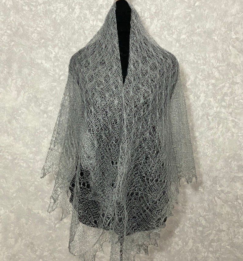 Orenburg Grey Gossamer Goat Down Shawl, 135 X 135 Cm / 53.2 X 53.2 Inch ...