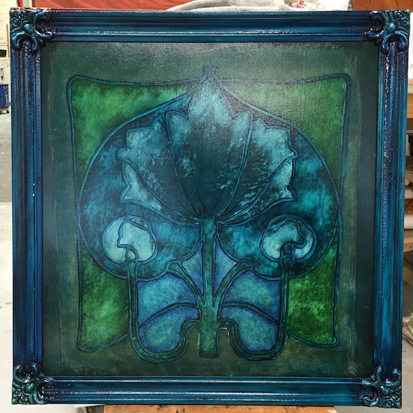 Blue Art Nouveau Tiles - Etsy