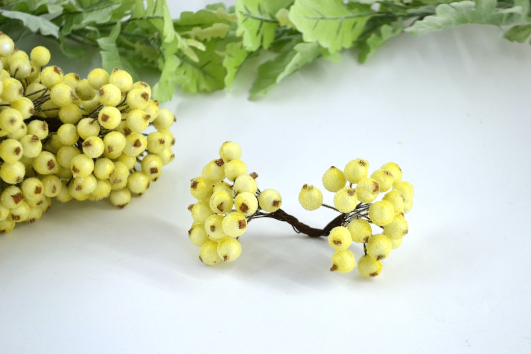 1 Bundle Yellow Artificial Berry Frozen Berry Fake Berries Faux Fruit ...