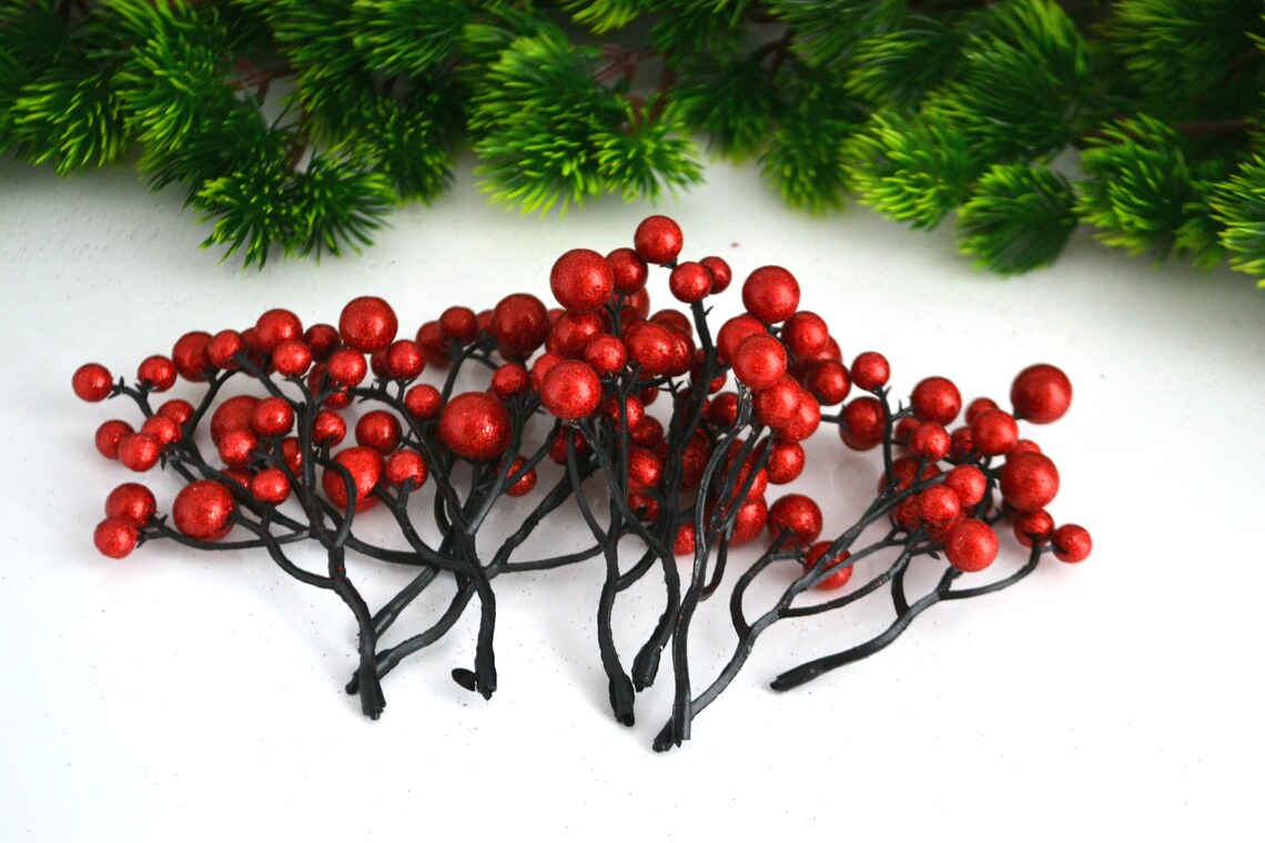 Artificial Red Berries Fake Berries Christmas Berry Faux | Etsy