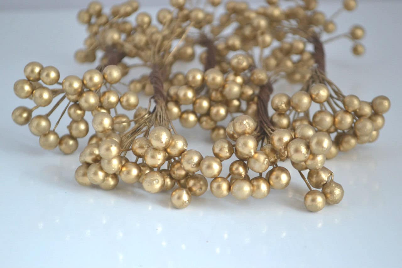 Artificial berry Gold berries Fake berry Faux fruit Berry on | Etsy
