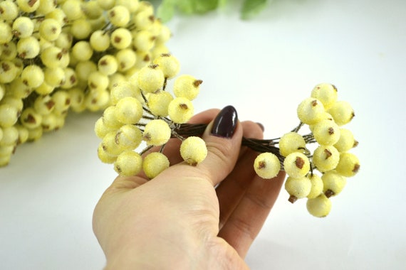 1 bundle Yellow artificial berry Frozen berry Fake berries | Etsy