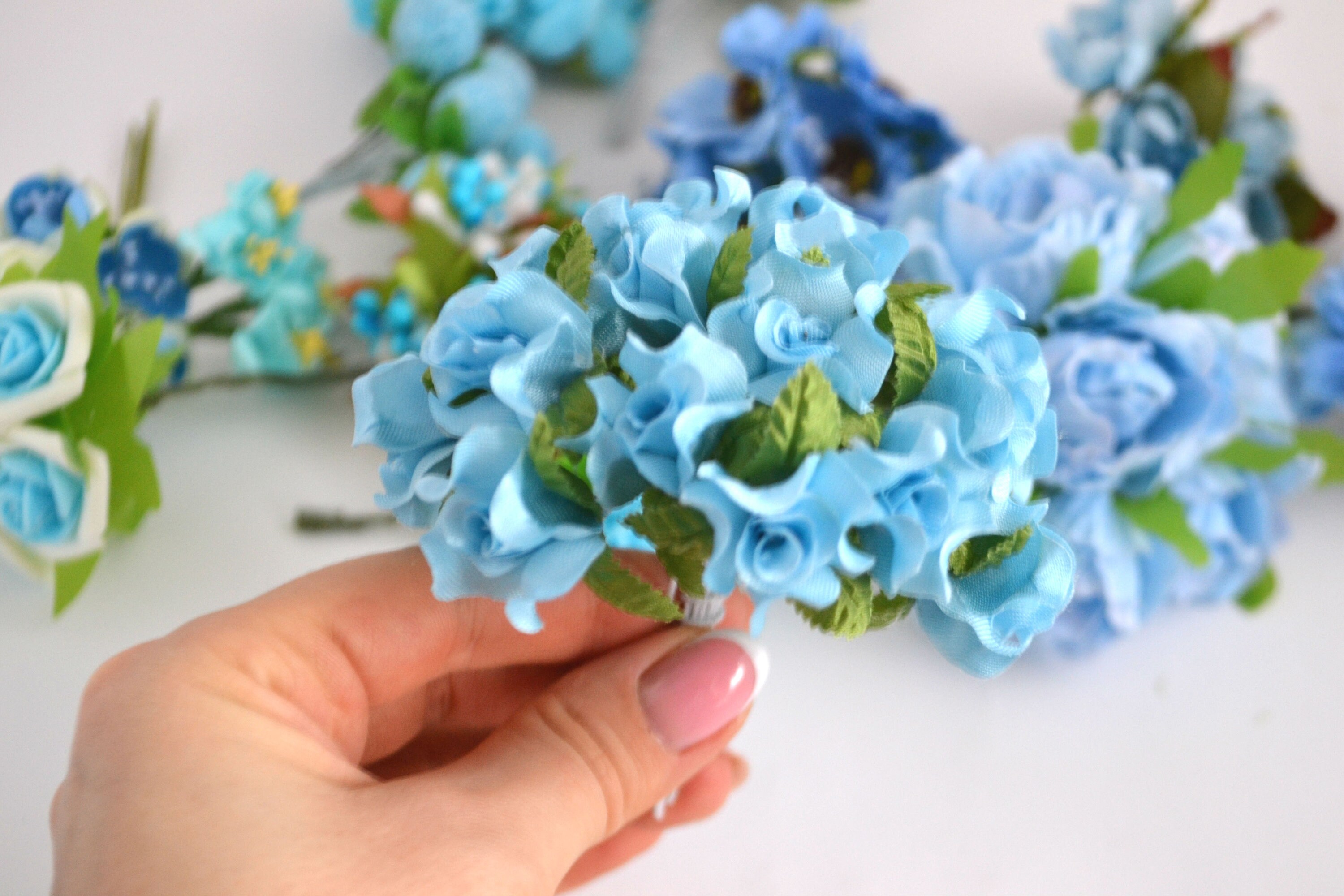 Light Blue Artificial Flowers Set of Mini Bouquets Fake - Etsy