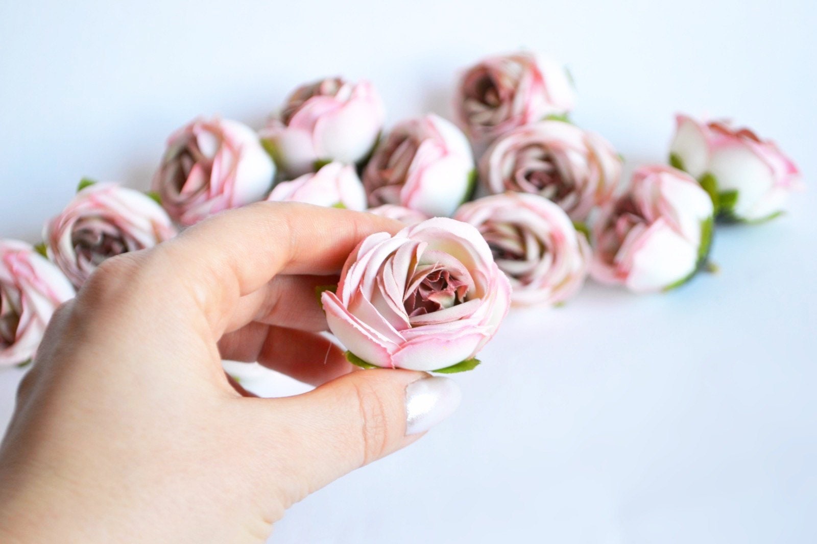 Artificial Small Roses Ivory/pink Flowers Fake Rose Faux | Etsy