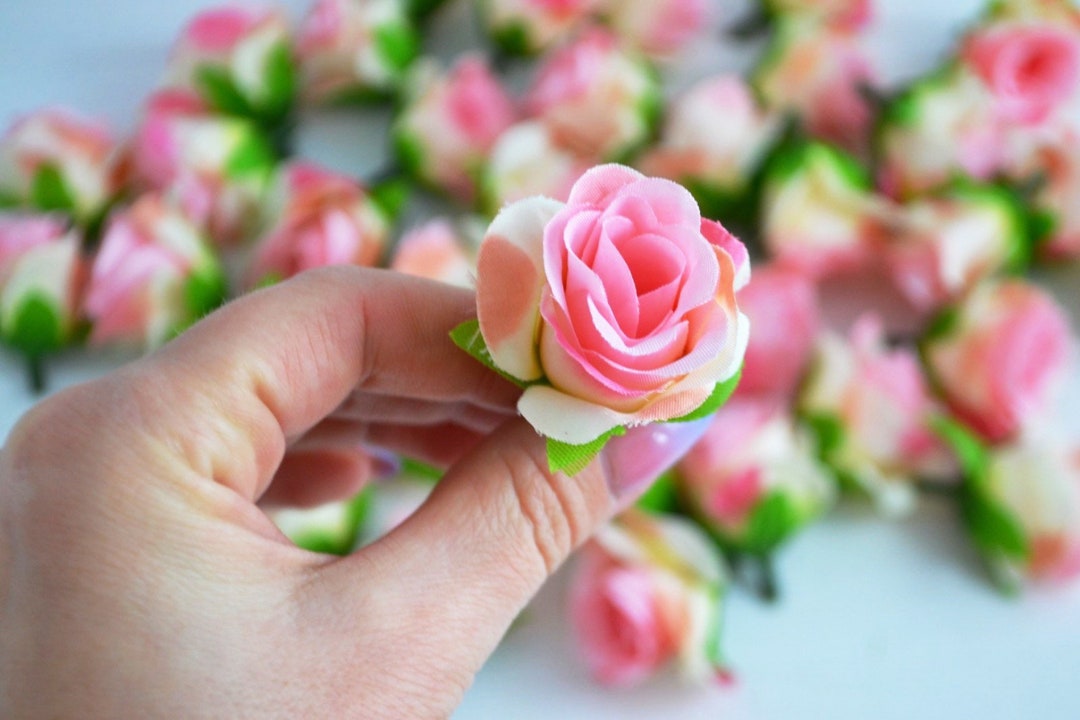 5 Pieces Small Pink Rose Heads Artificial Roses Fake Flowers Faux Rose ...