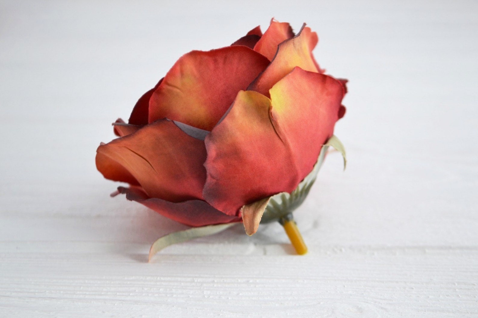 Rust artificial rose head Silk roses Fake flowers Faux rose 8 | Etsy