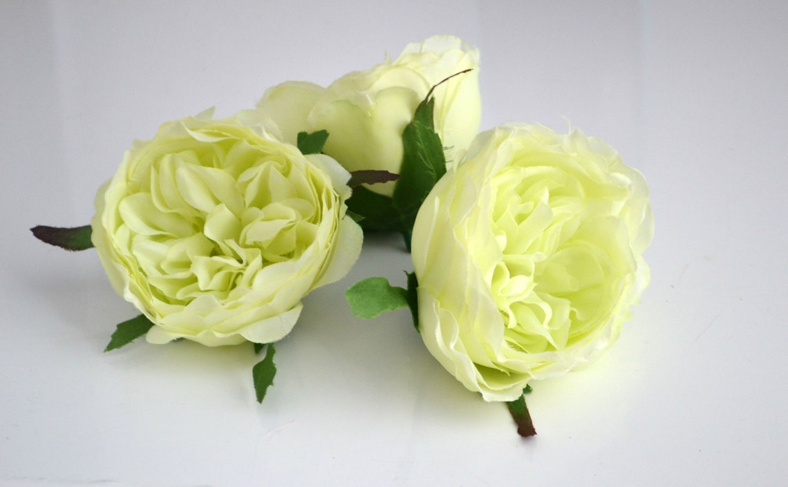 3 Pcs Silk Artificial Rose Light Green Flowers Faux Rose Fake | Etsy