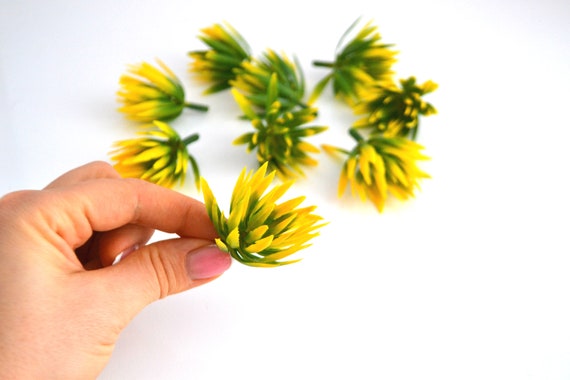 9 Pieces Fake flower filler Yellow plastic greenery Artificial | Etsy