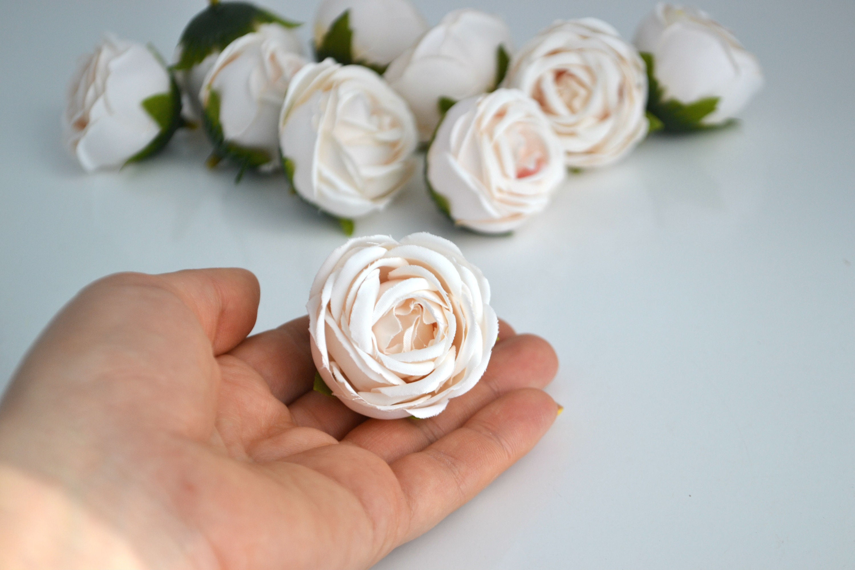 White Pink Silk Roses Small Flowers Fake Rose Flower Heads - Etsy