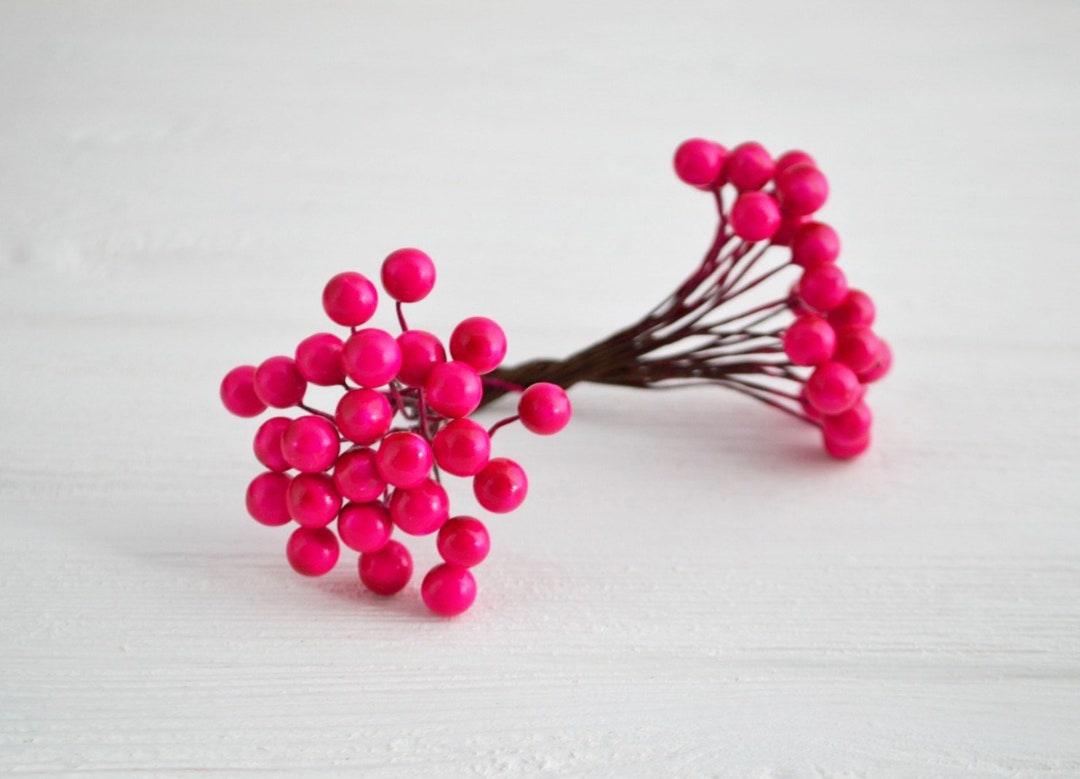 Artificial Berries Hot Pink Berry Fake Berry Faux Fruit Berry Bunch ...