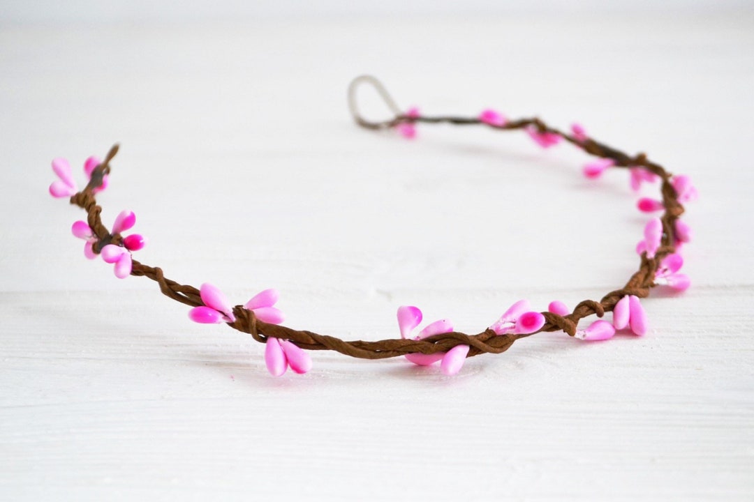 Flower Crown Base Pink Twig Stamens Flower Girl Crown Making DIY Floral ...