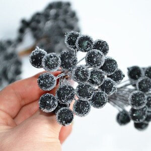 1 Bundle Black Artificial Berries, Fake Berry, Beaded Berries, Faux ...