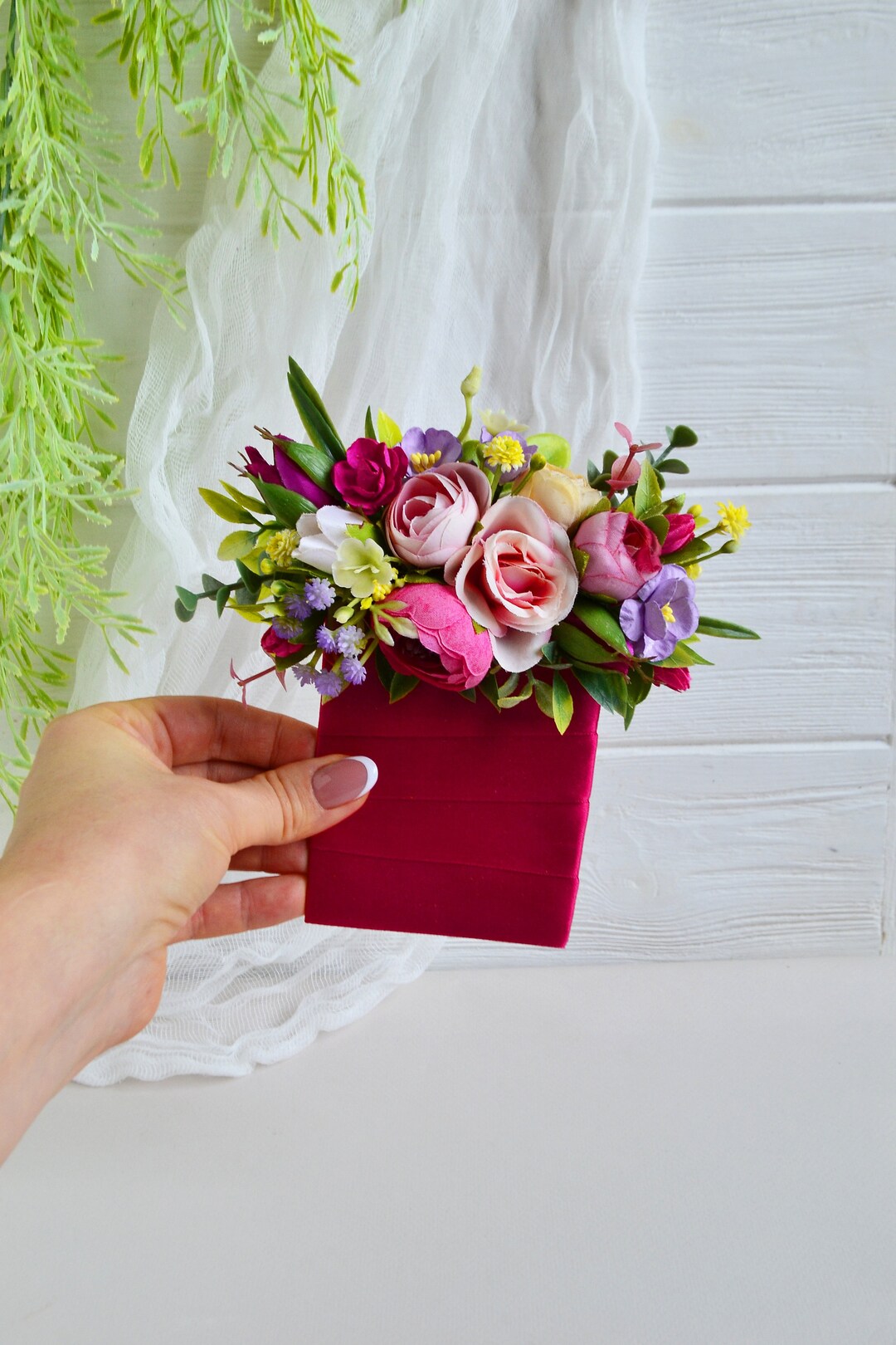 Pocket Boutonniere Hot Pink Lilac Yellow Flower Accessories Boutonniere ...