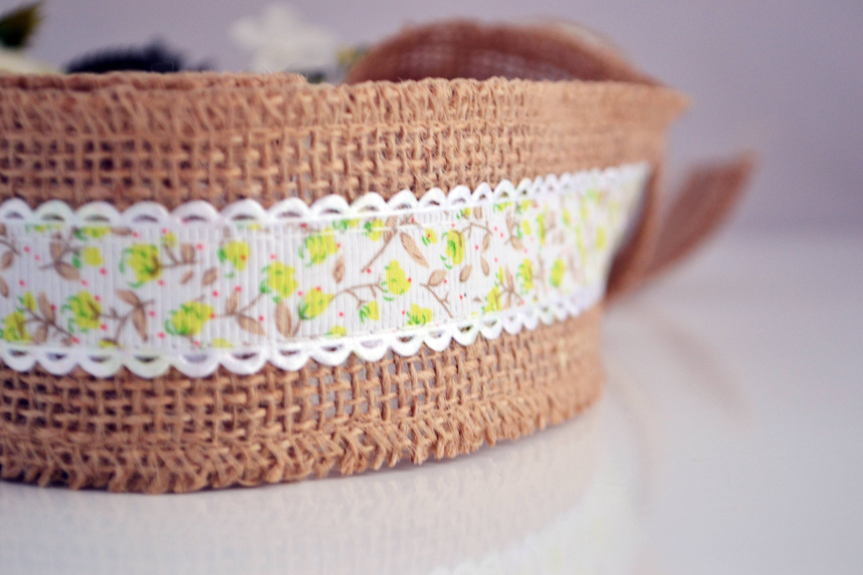 5 Cm 2''/2 M Burlap Cotton Floral Ribbon Rustic Home - Etsy