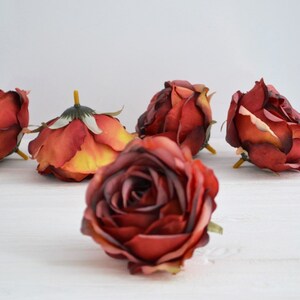 Rust Artificial Rose Head Silk Roses Fake Flowers Faux Rose - Etsy