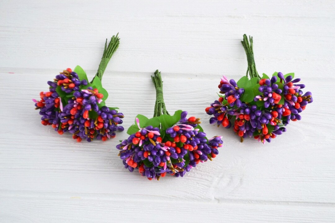 36 Flower Stamens Berry Stems Artificial Flower Decor Fake Berries ...