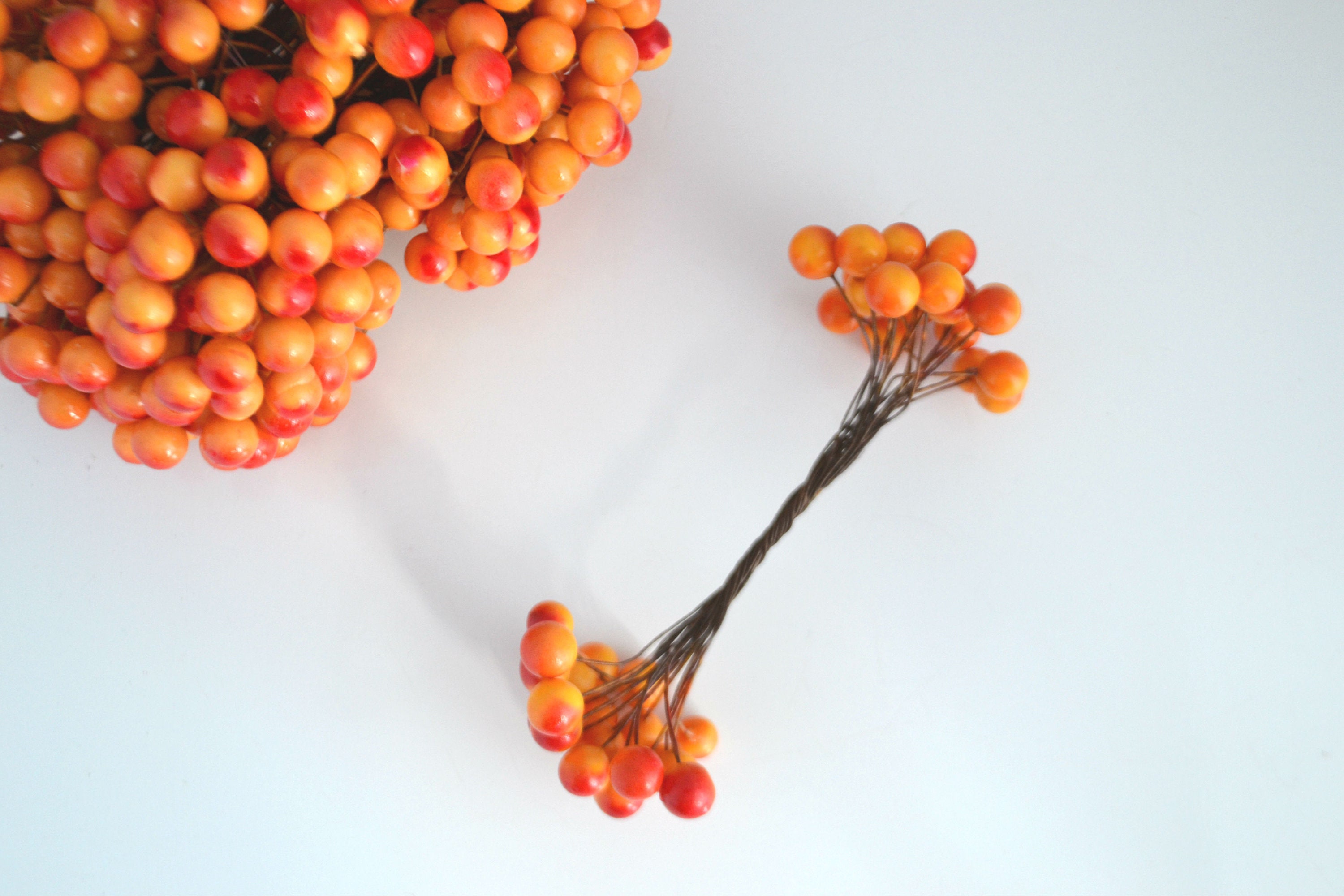 Orange artificial berry Fake Berries Faux fruit Berry bundles | Etsy