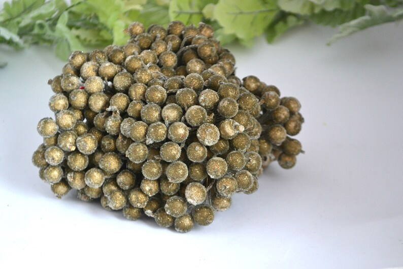 Artificial beaded berry Khaki faux berry Small berry Millinery | Etsy