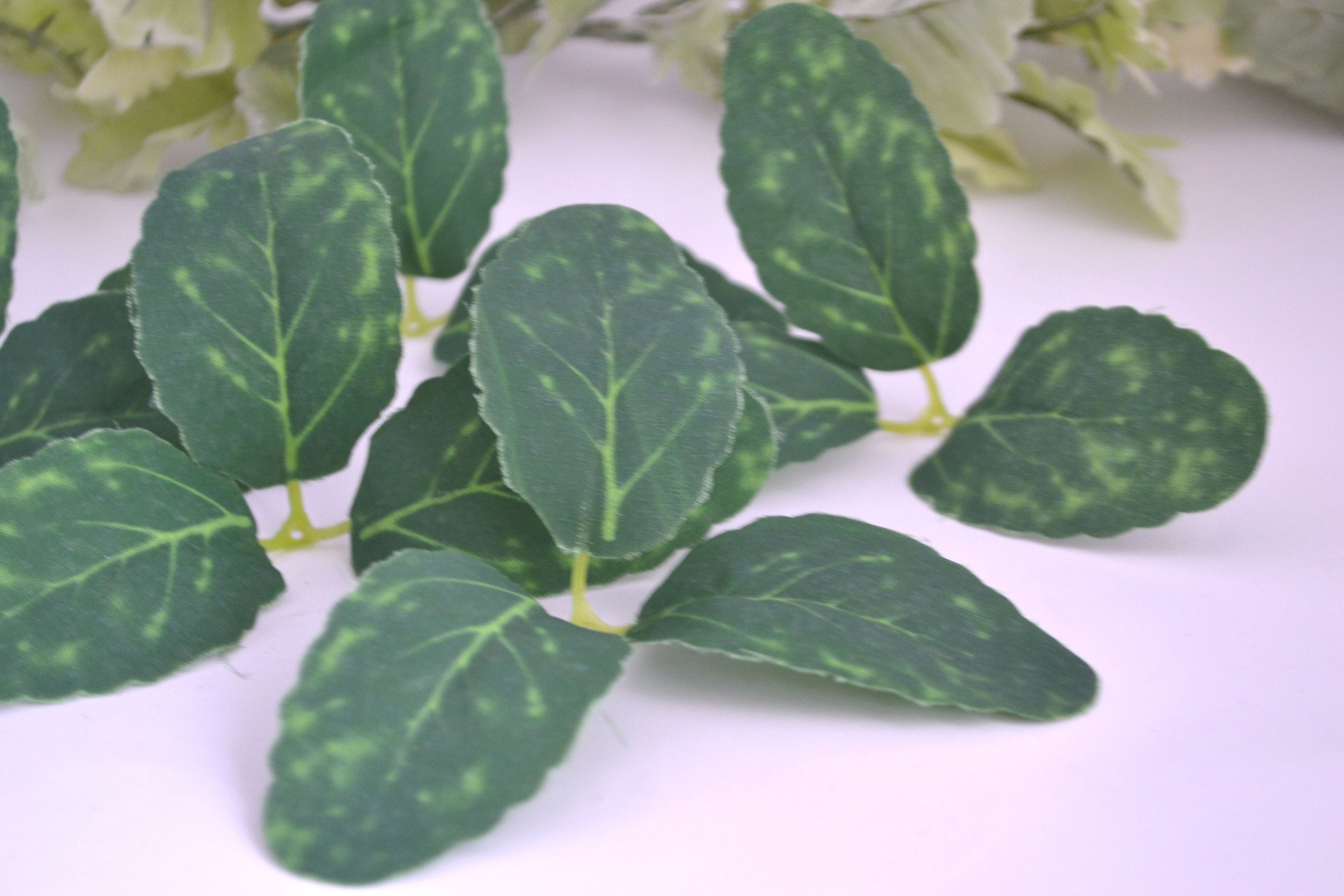5 Pcs Triple Artificial Leaves Faux Green Leaves Fake - Etsy