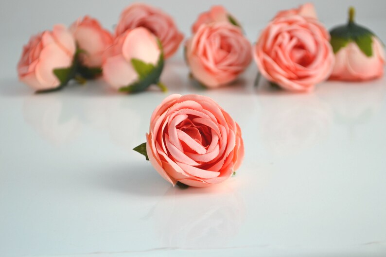 Coral Silk Roses Small Flowers Fake Rose Faux Roses Flower - Etsy